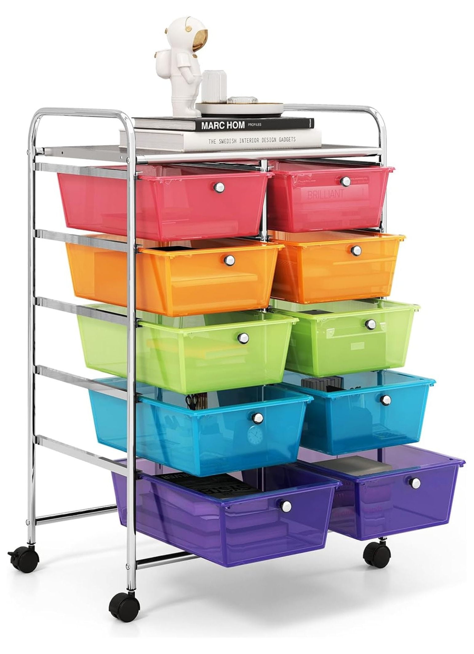 DaiZuY 10-Drawer Rolling Storage Cart, Art Craft Storage Organizer on ...