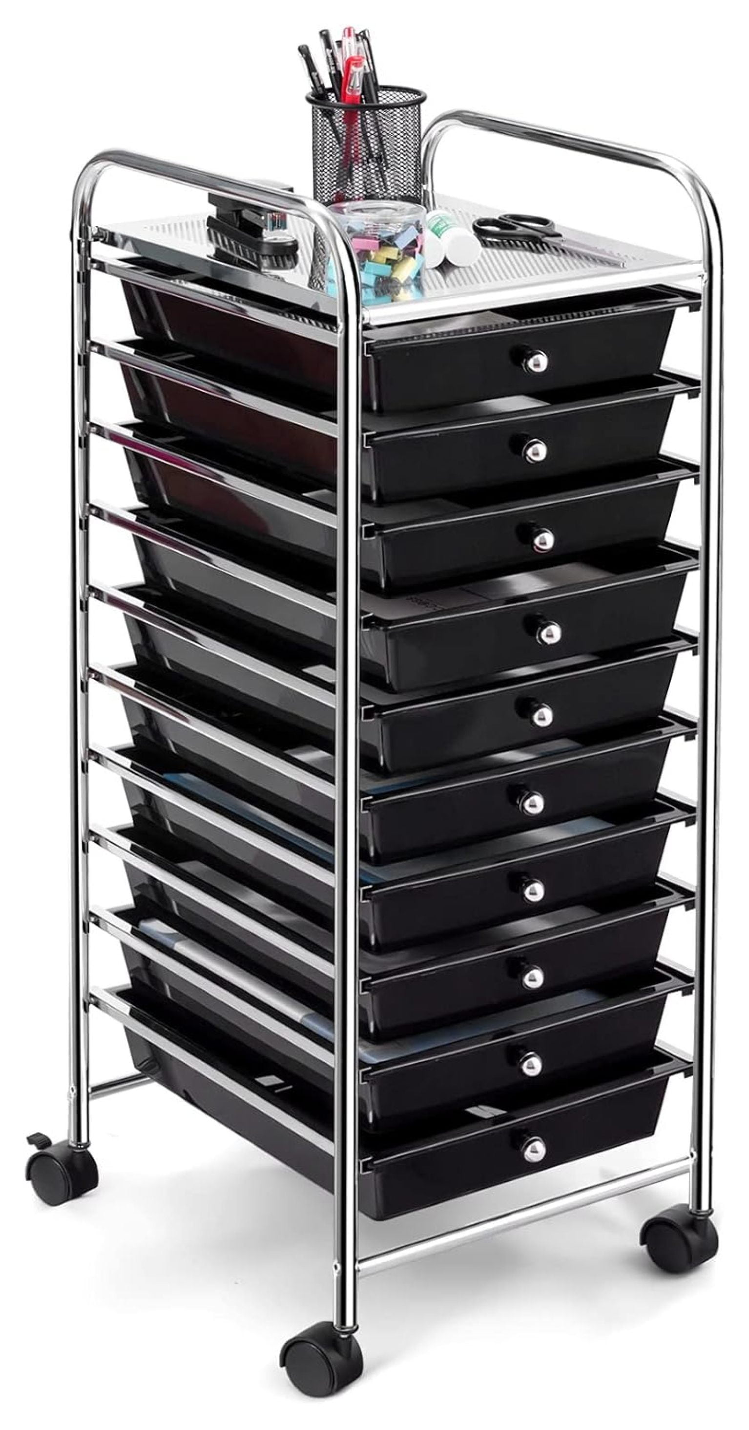 DaiZuY 10-Drawer Rolling Storage Cart, Utility Mobile Trolley with ...