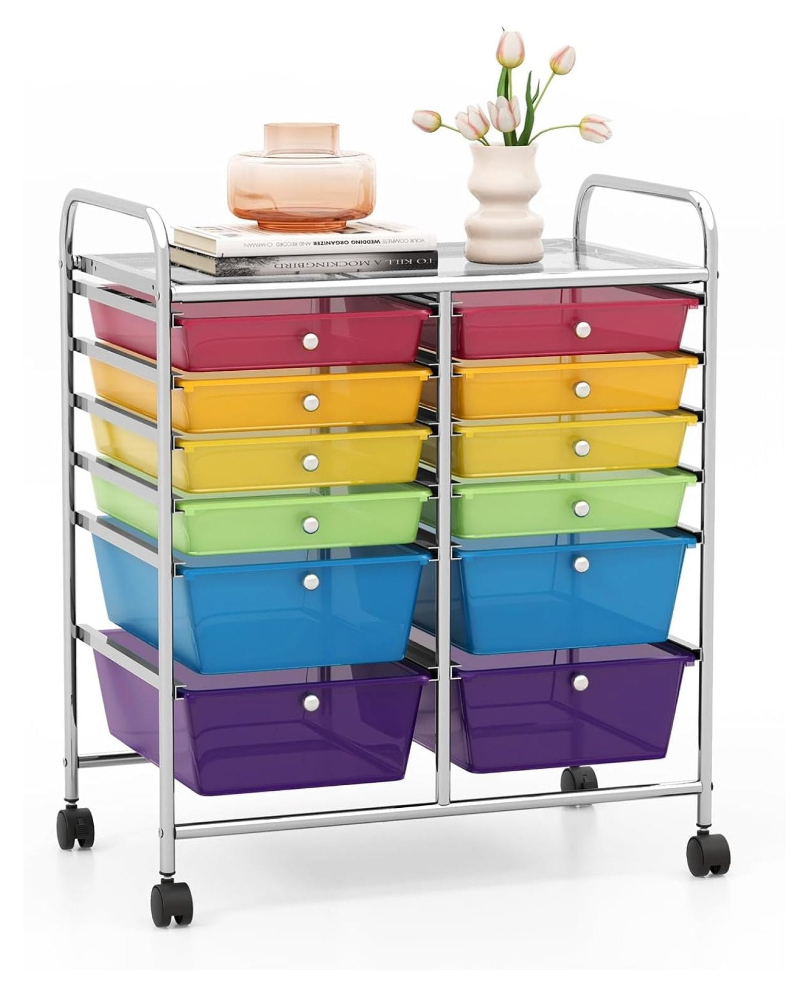 DaiZuY 12-Drawer Rolling Storage Cart, Multipurpose Organizer Cart with ...