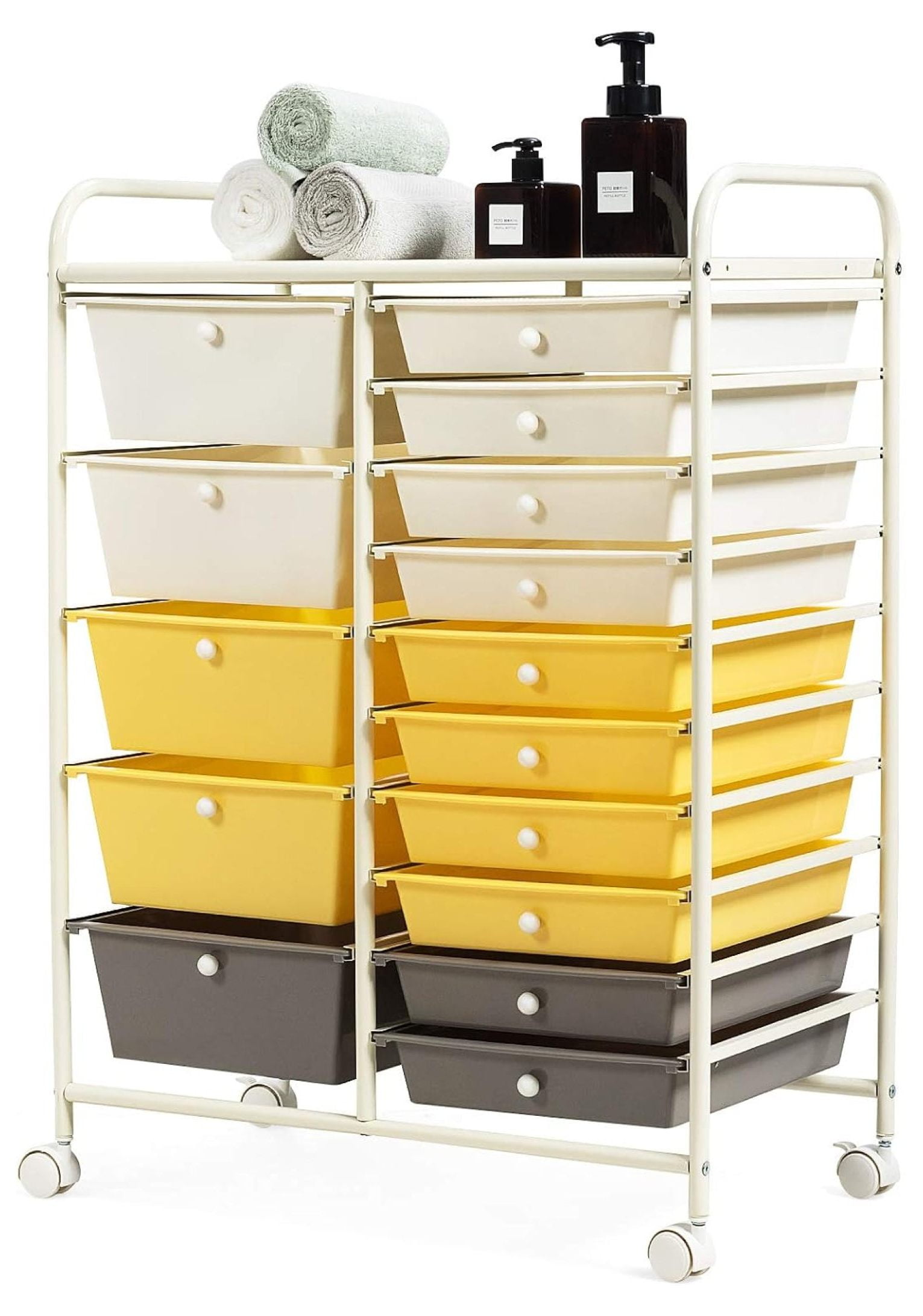 DaiZuY 15-Drawer Rolling Storage Cart, Multipurpose Movable Organizer ...