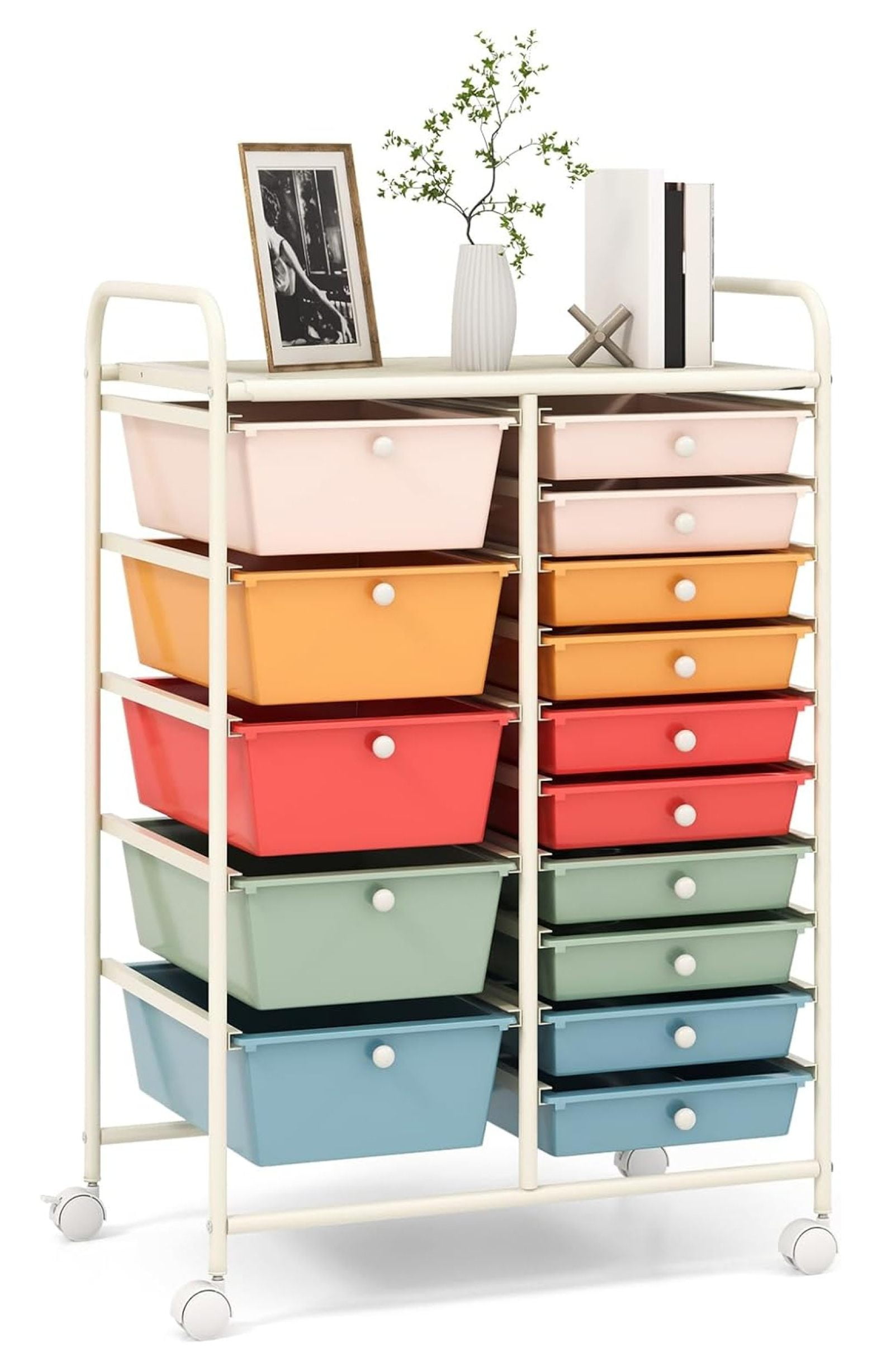 DaiZuY 15-Drawer Storage Drawer Carts - Mobile Rolling Utility Cart w ...