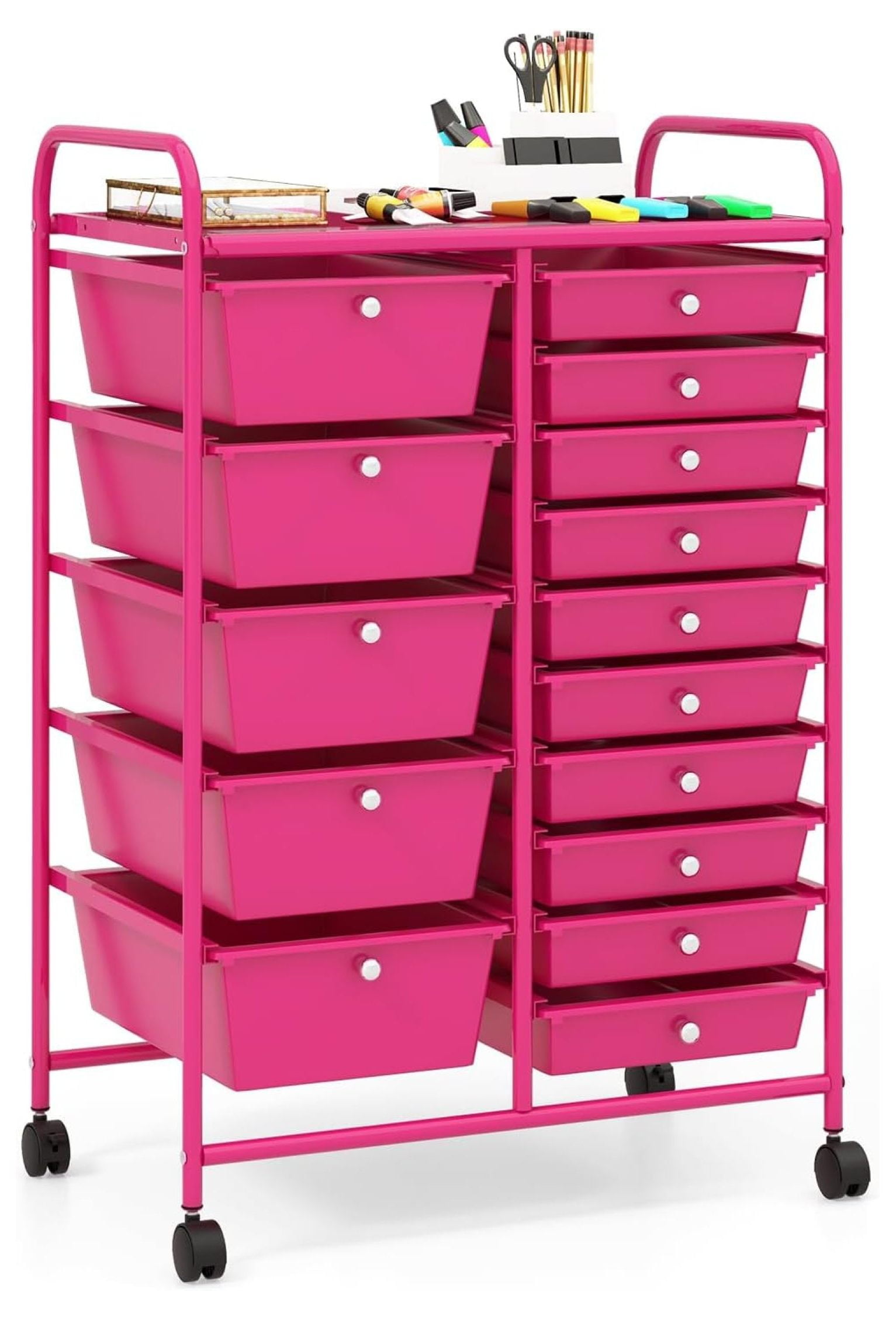 DaiZuY 15-Drawer Storage Drawer Carts - Mobile Rolling Utility Cart w ...