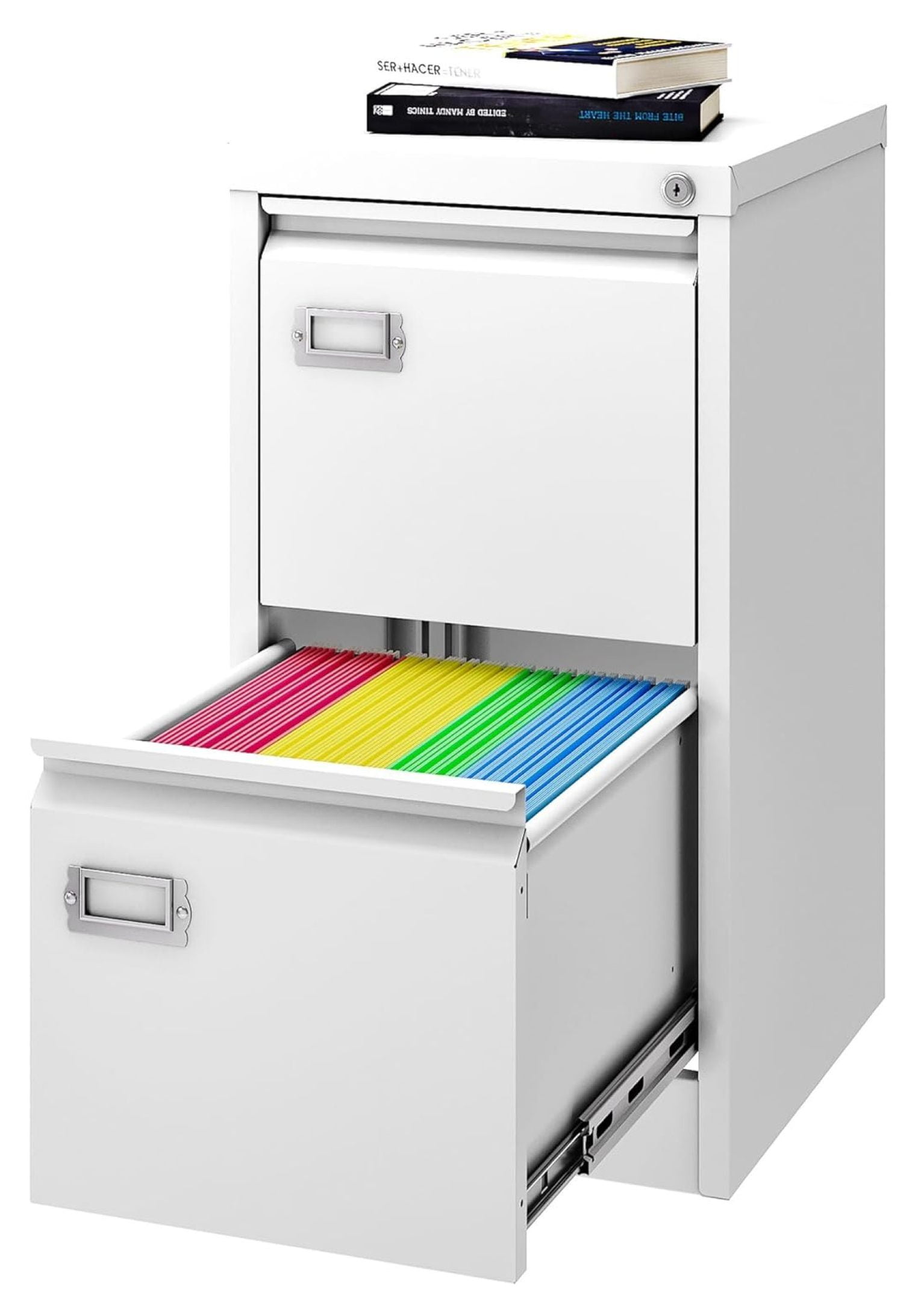 DaiZuY 2 Drawer File Cabinet,White Metal File Cabinets with Lock, 18 ...