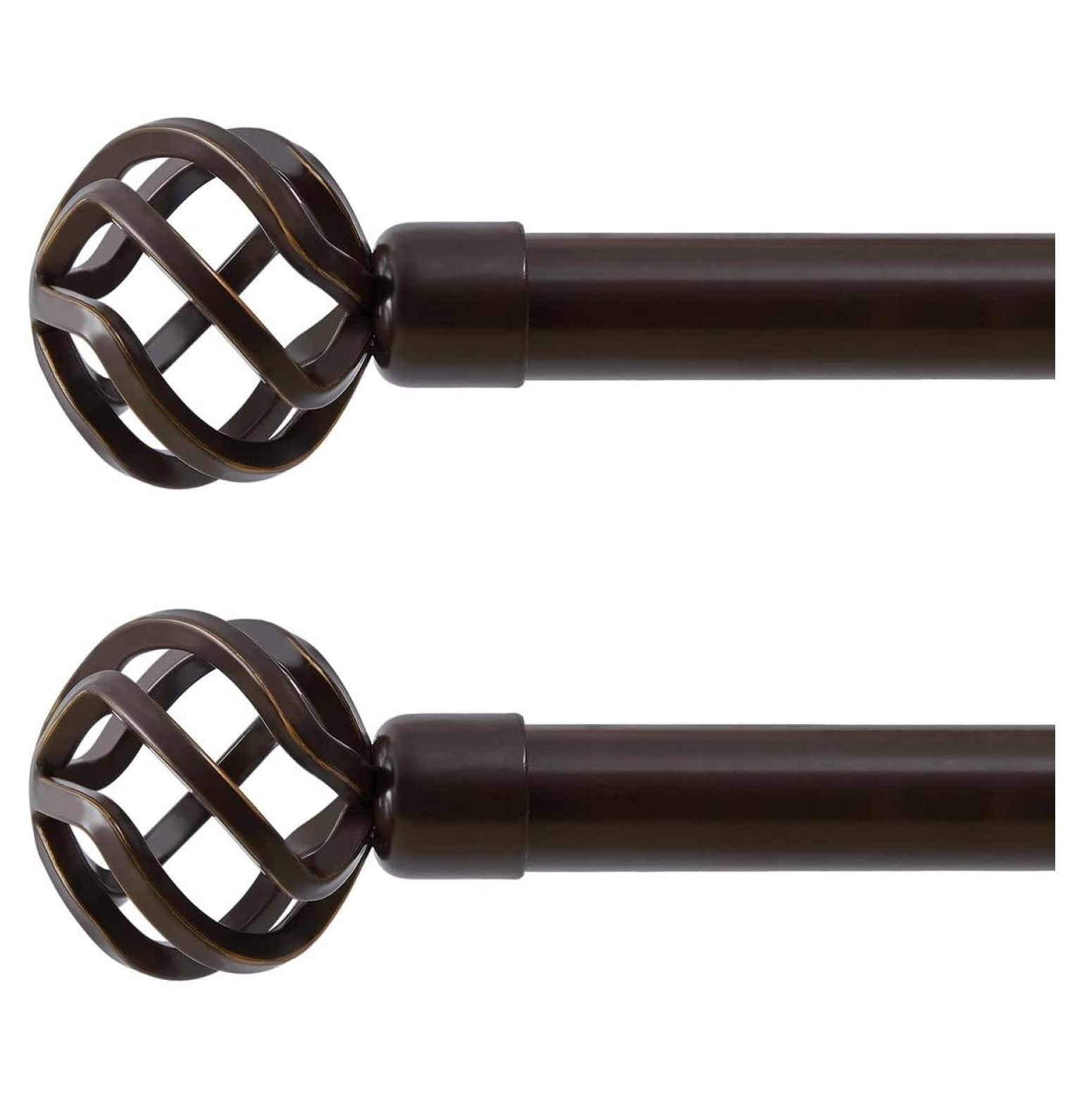 DaiZuY 2 Pack 28''-'' Adjustable Curtain Rod 3/4'' Brown Extendable ...