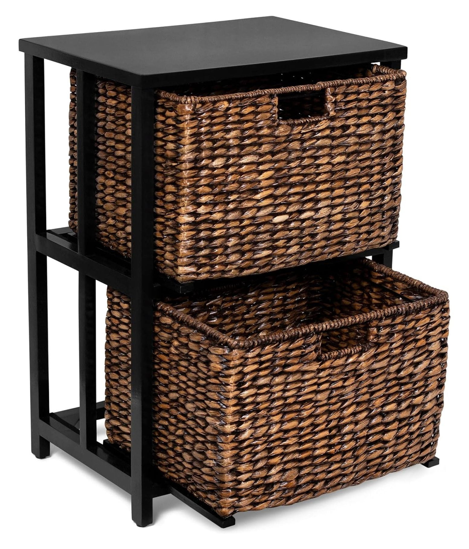 DaiZuY 2 Tiered File Cubby with Wood Top - Brown Wash - Vertical ...