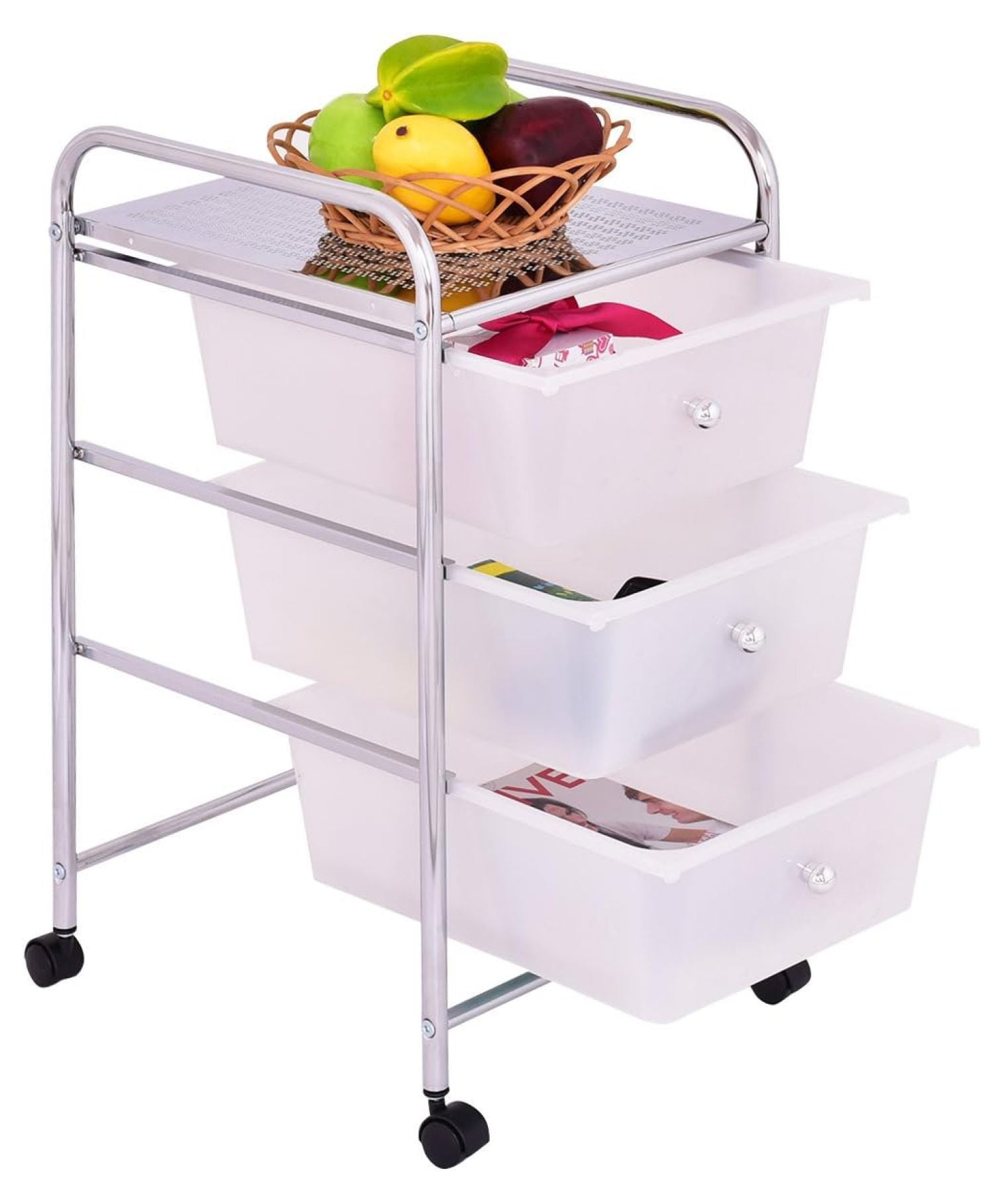 DaiZuY 3-Drawers Cart Organizer Storage, Rolling Storage Cart with ...