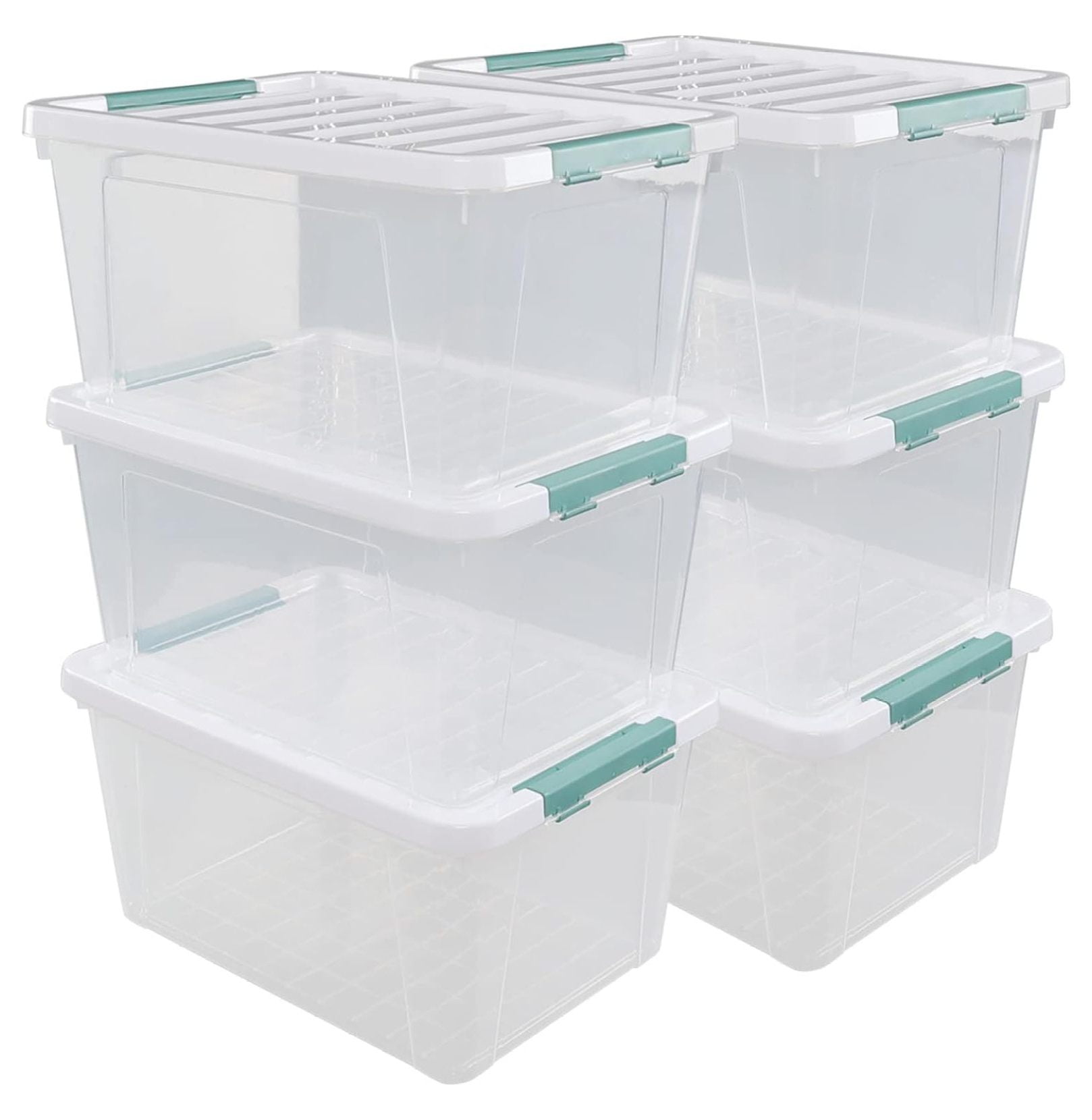 DaiZuY 6 Pack 35 Quart Clear Plastic Storage Bins, Large Stackable ...