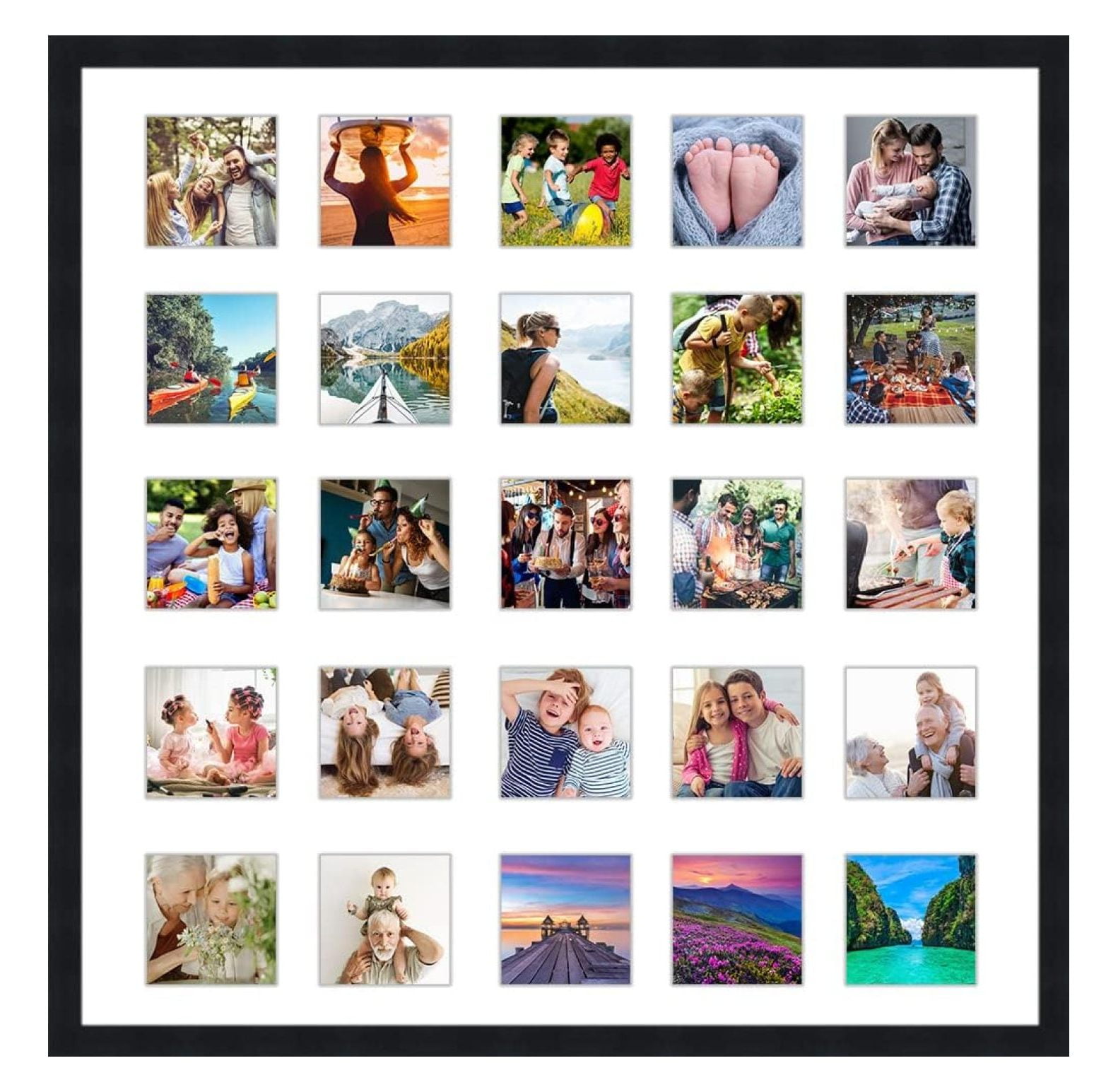 DaiZuY Black Collage Frame With Mat - 22x22 Frame For (25) 4" x 4 ...