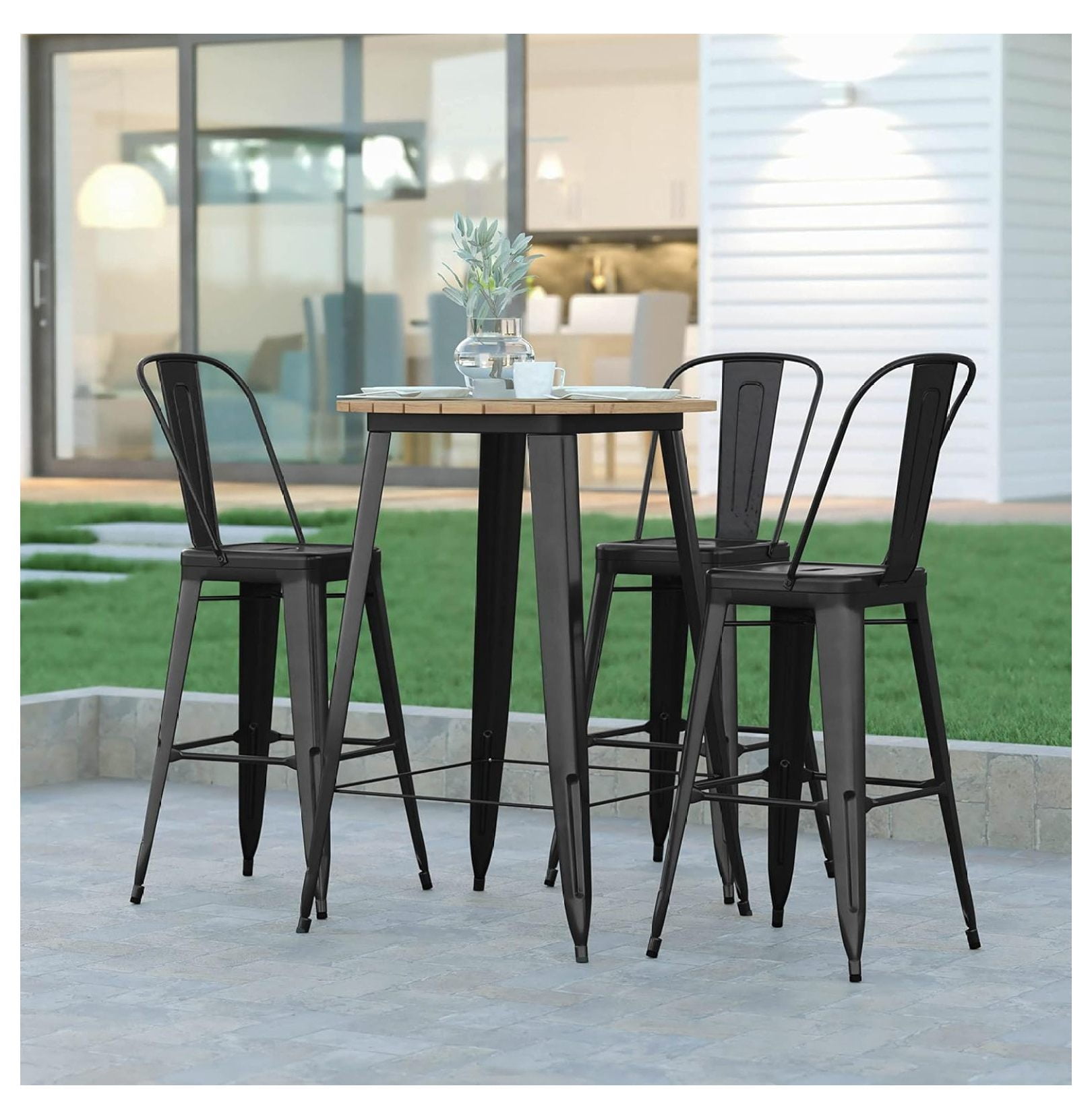 DaiZuY Drew Dining Table Bar Height - Black 30" Round Resin Table Top ...