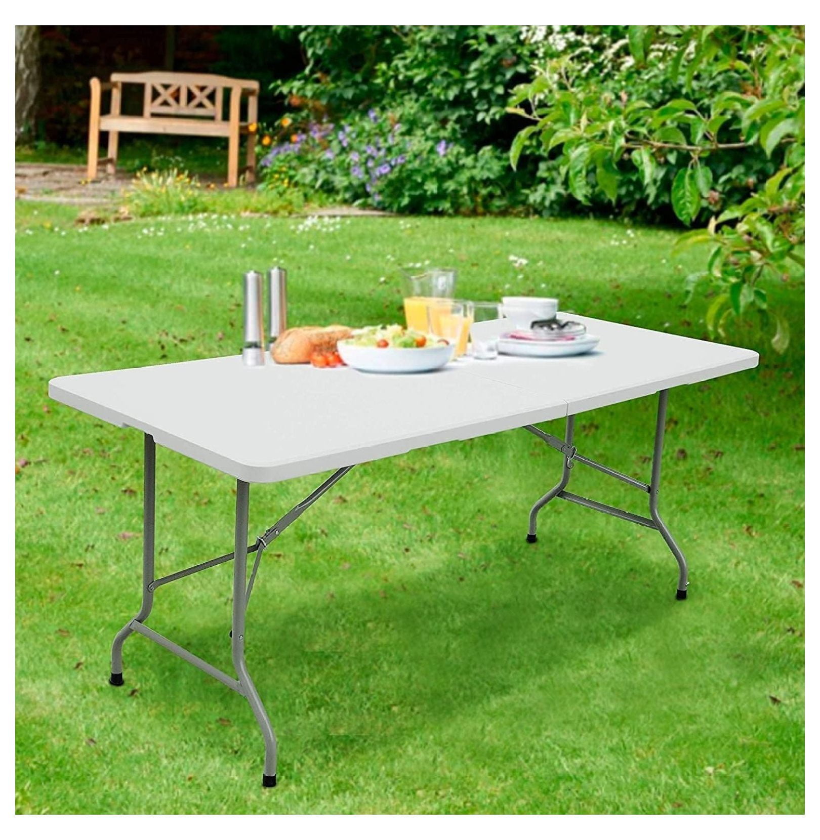 DaiZuY Folding Table Indoor Outdoor Heavy Duty Portable Folding Plastic ...