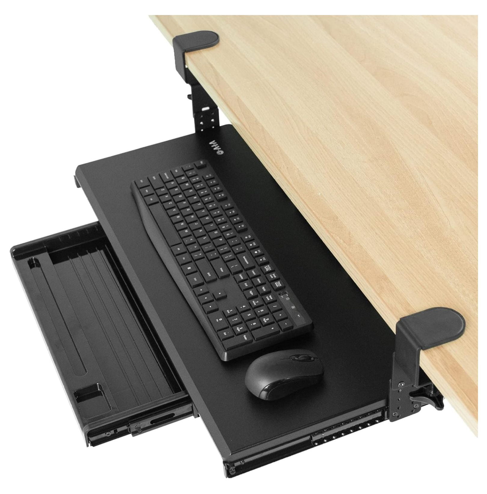 DaiZuY Large Clamp-on Height Adjustable Keyboard Tray, Pull Out ...