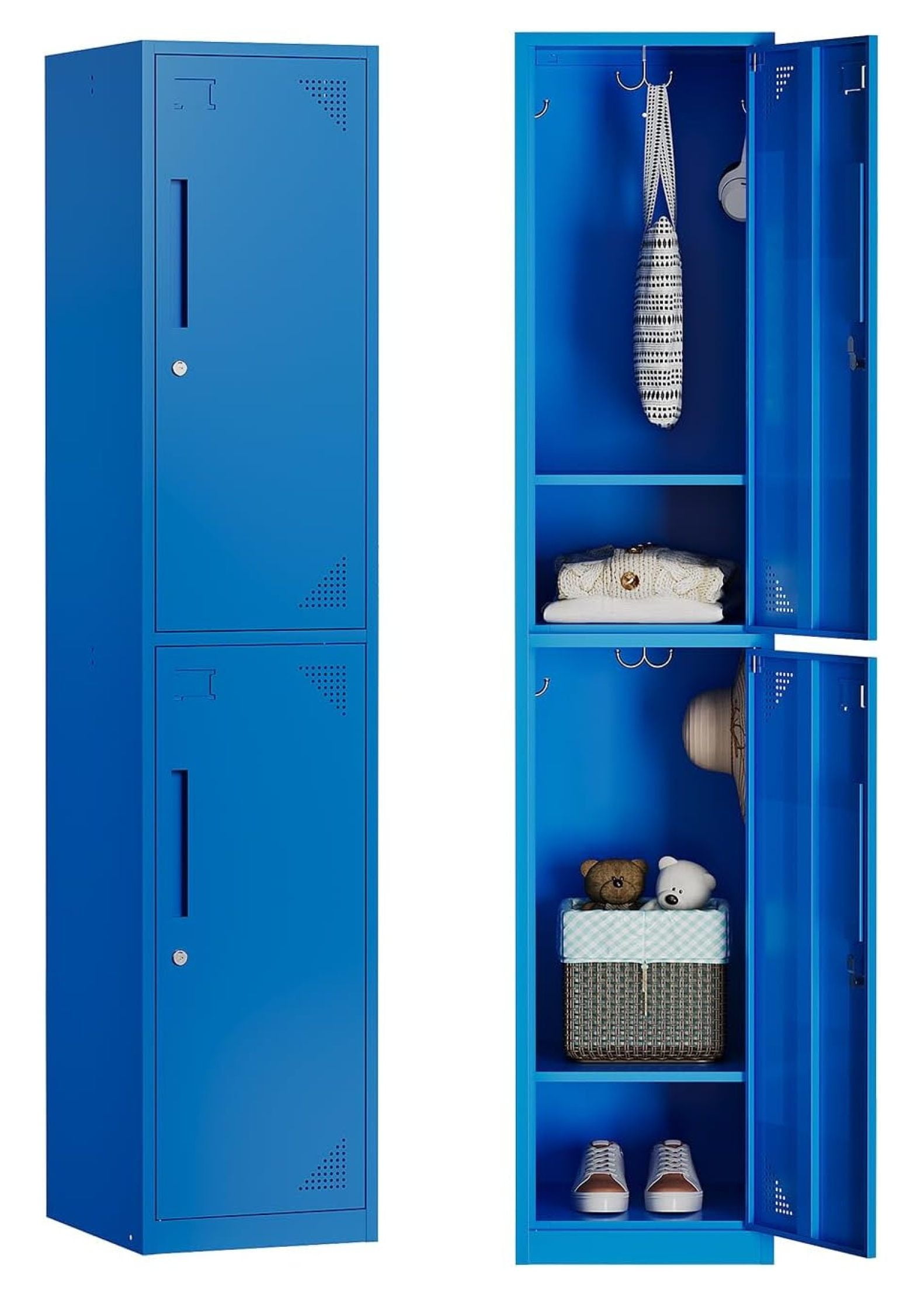 DaiZuY Metal Locker with 2 Doors, Tall Steel Storage Lockers for ...