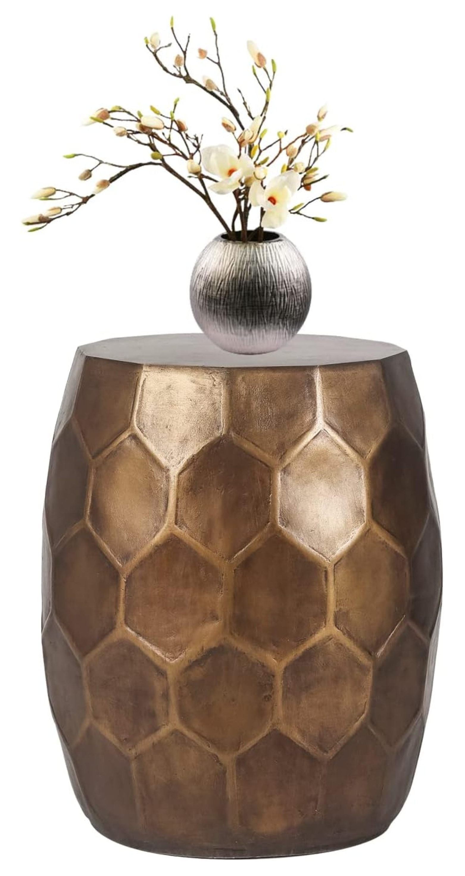 DaiZuY Modern 18" H Round Side Table, Indoor Outdoor Geometric ...