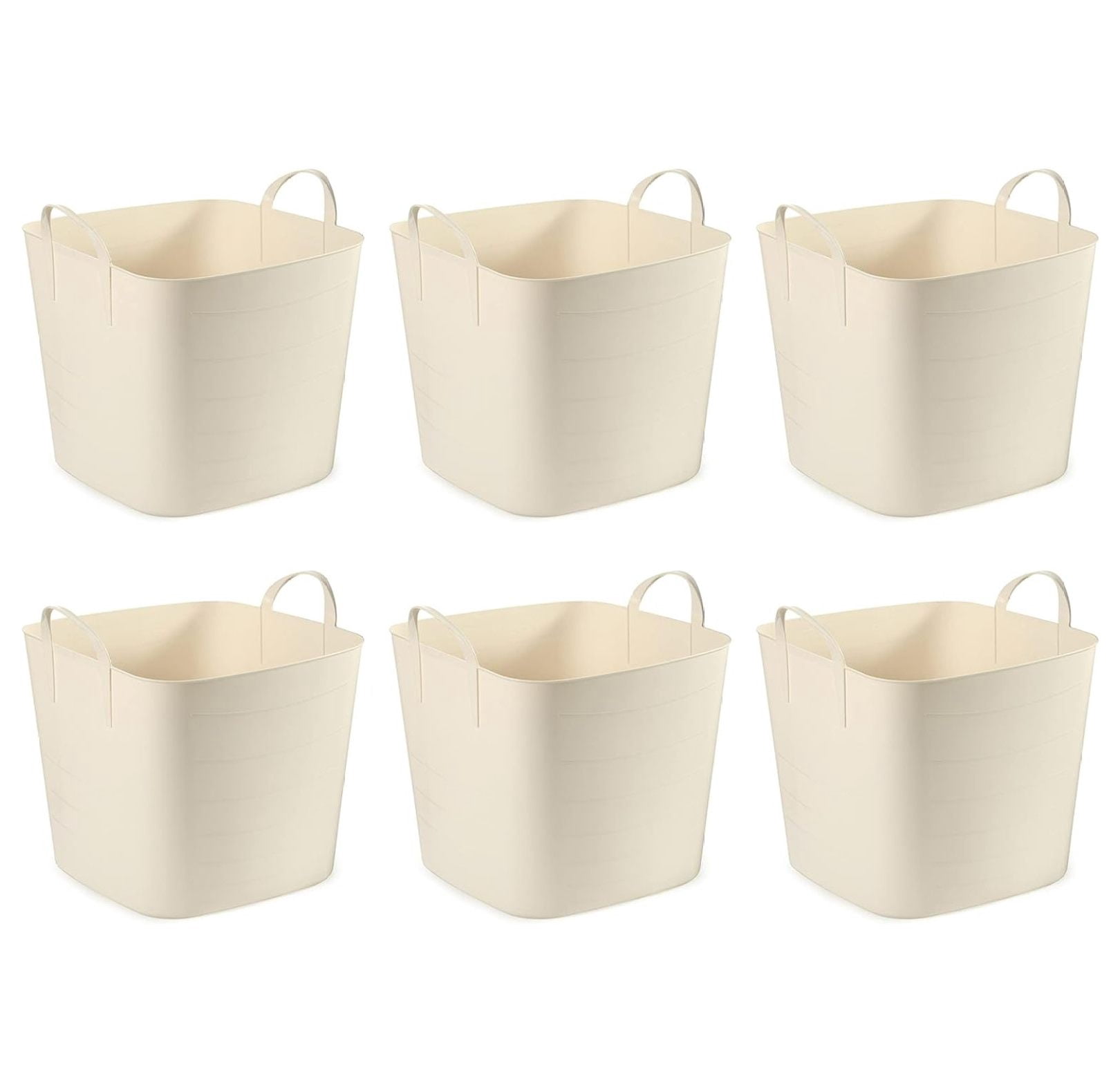 DaiZuY Tub 25L Tan Tub Basket 6.6 Gal Plastic Storage Tote Bin w/Carry ...