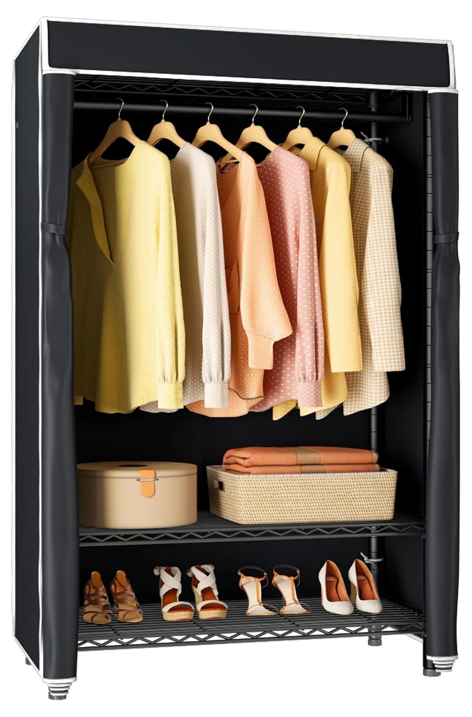 DaiZuY V1S 3 Tiers Garment Racks with Cover Clothing Rack for Hanging ...