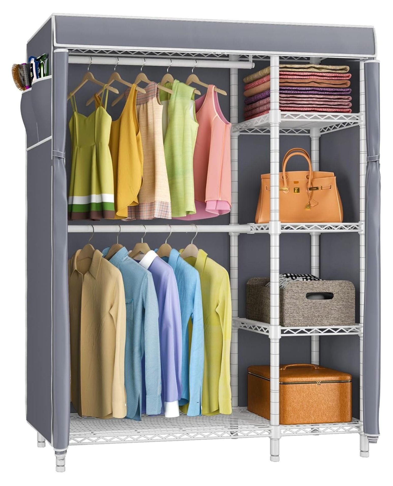 DaiZuY V7C Basic Garment Rack with Cover Portable Closets for Hanging ...