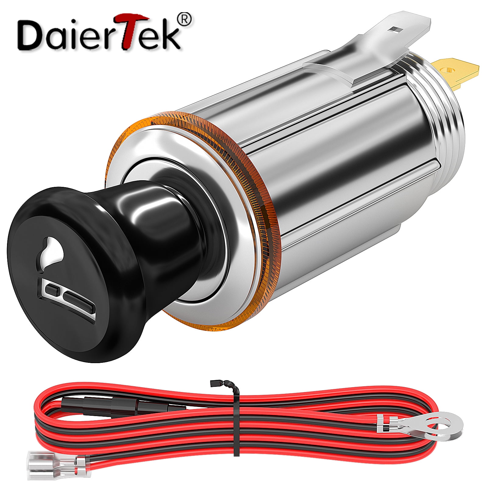 DaierTek 12V Cigarette Lighter Socket with Eject Button Cigarette ...