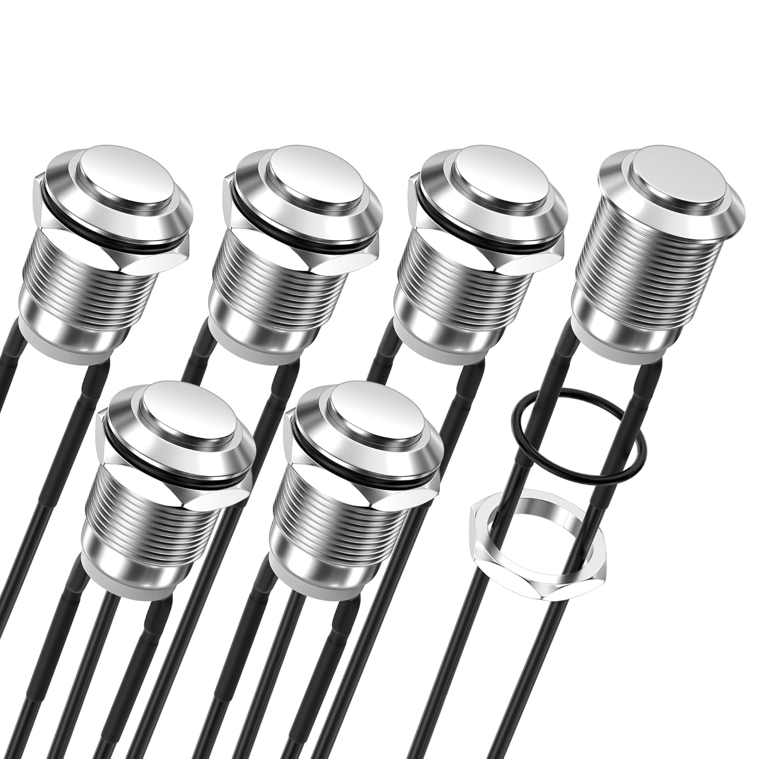 DaierTek 12V Momentary Push Button Switch 12mm Small Metal Waterproof ...