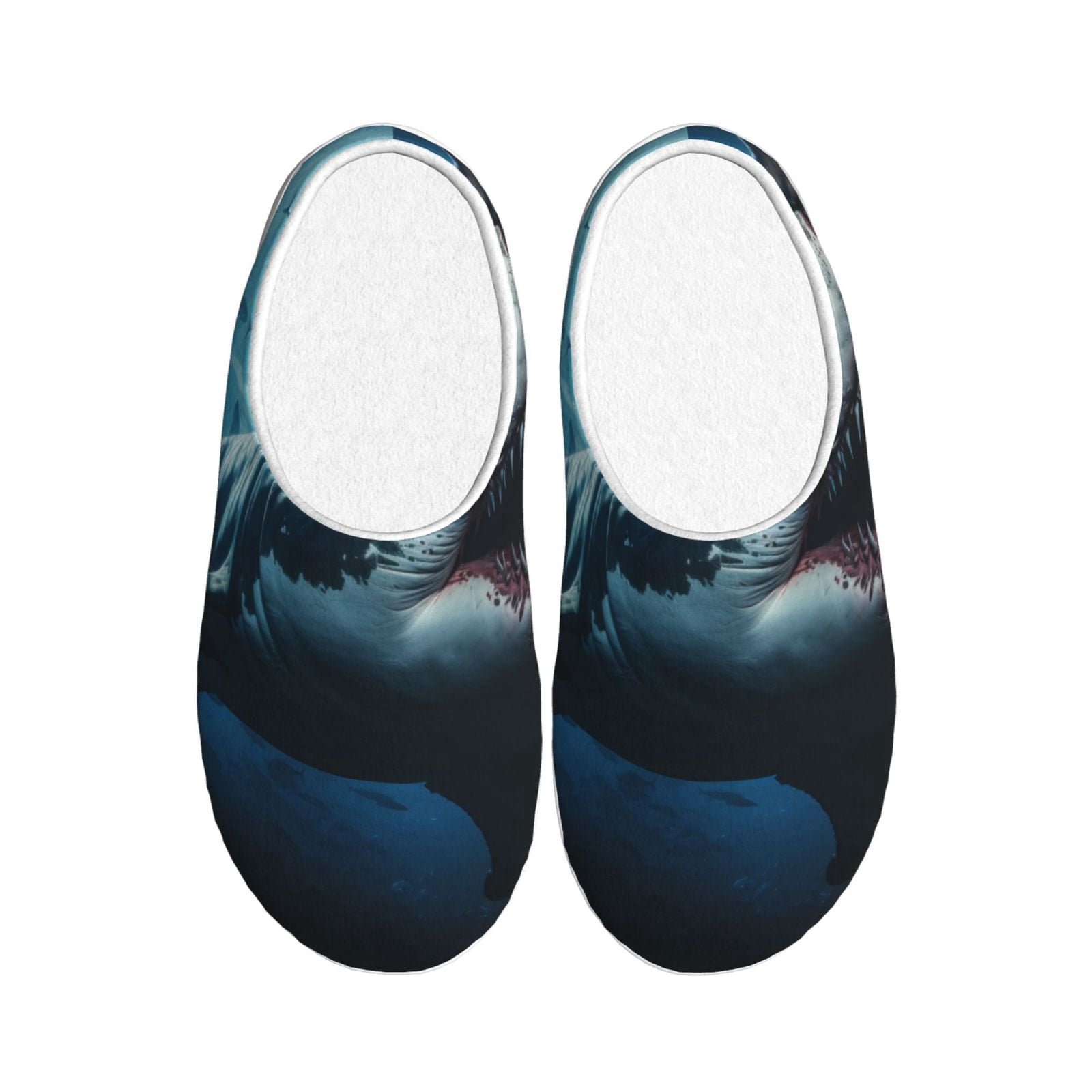 Daiia 3D Realistic Shark Print Women’s Fuzzy Slippers Memory Foam ...