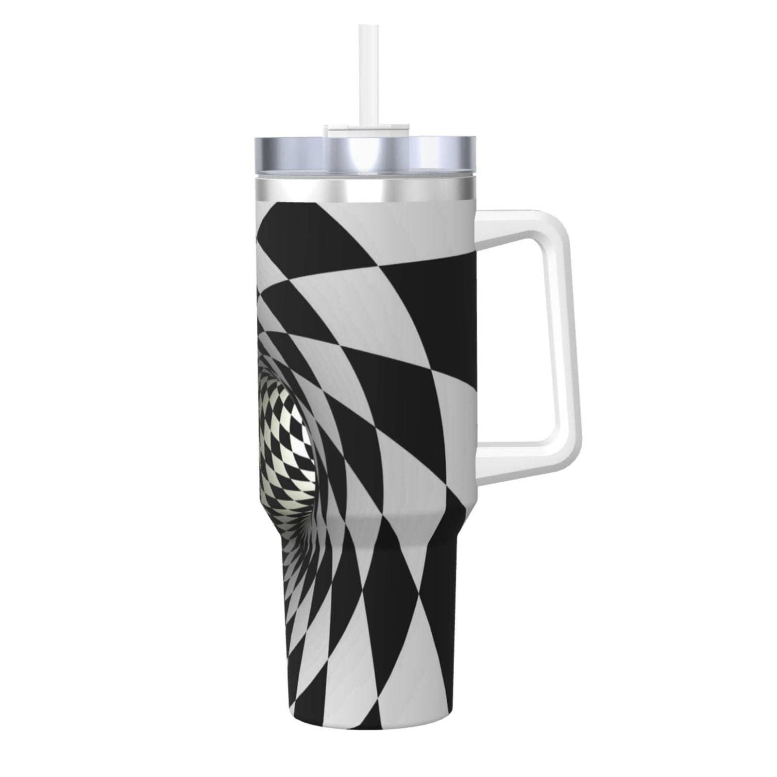 Daiia 3D Vortex Illusion Printed 40 oz Tumbler with Handle,Ice Bully ...