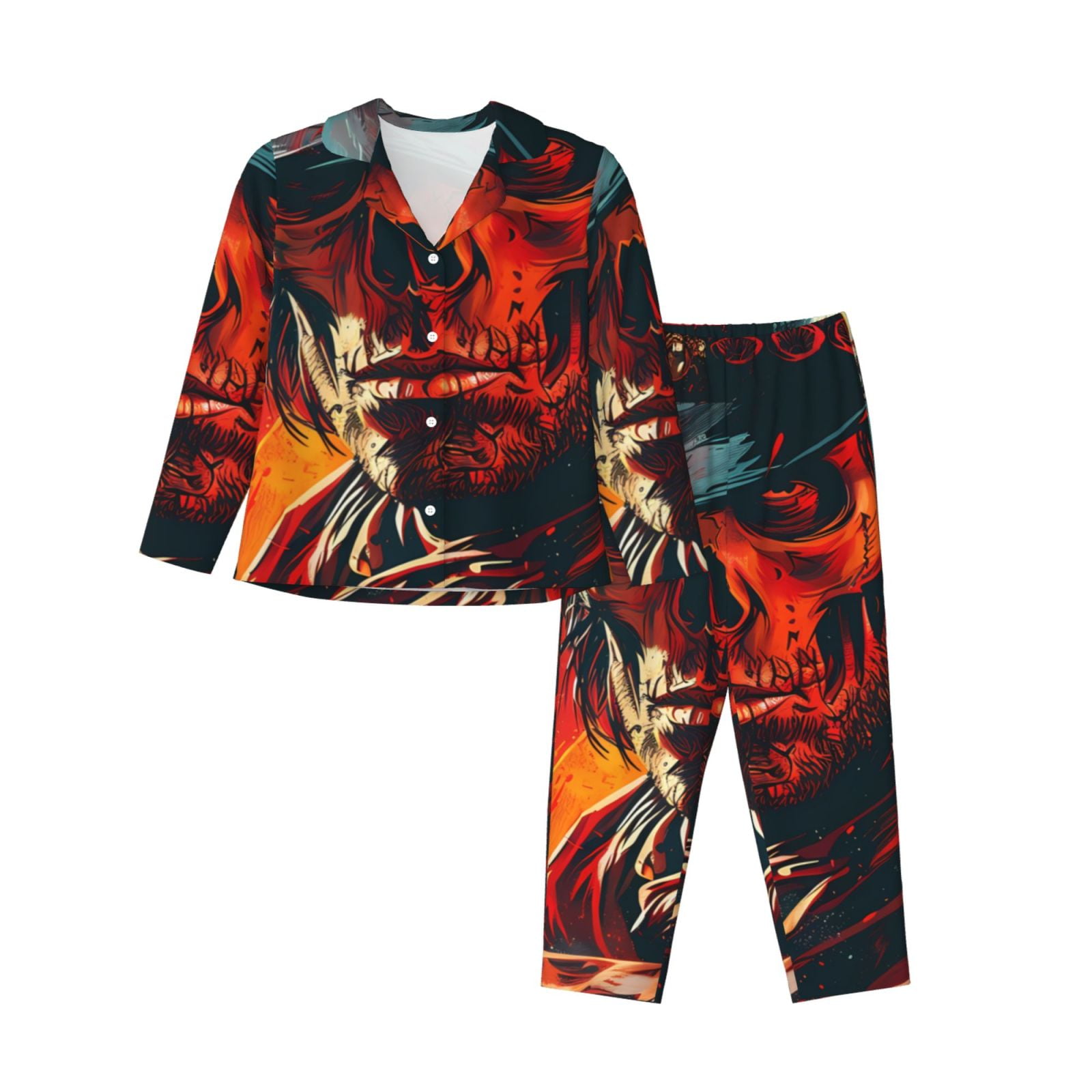 Daiia 60s Western Skull Cowboy for Women's Long-Sleeved Pajama Set ...