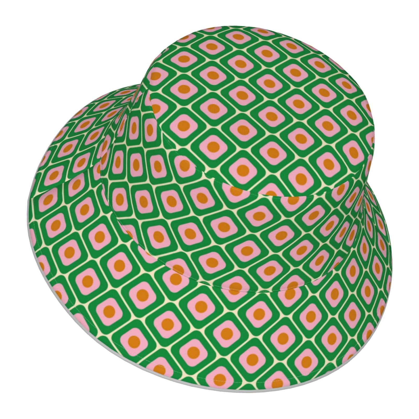 Daiia 60s and 70s Style Pattern Bucket Hat - Trendy Cotton Sun Hat for ...