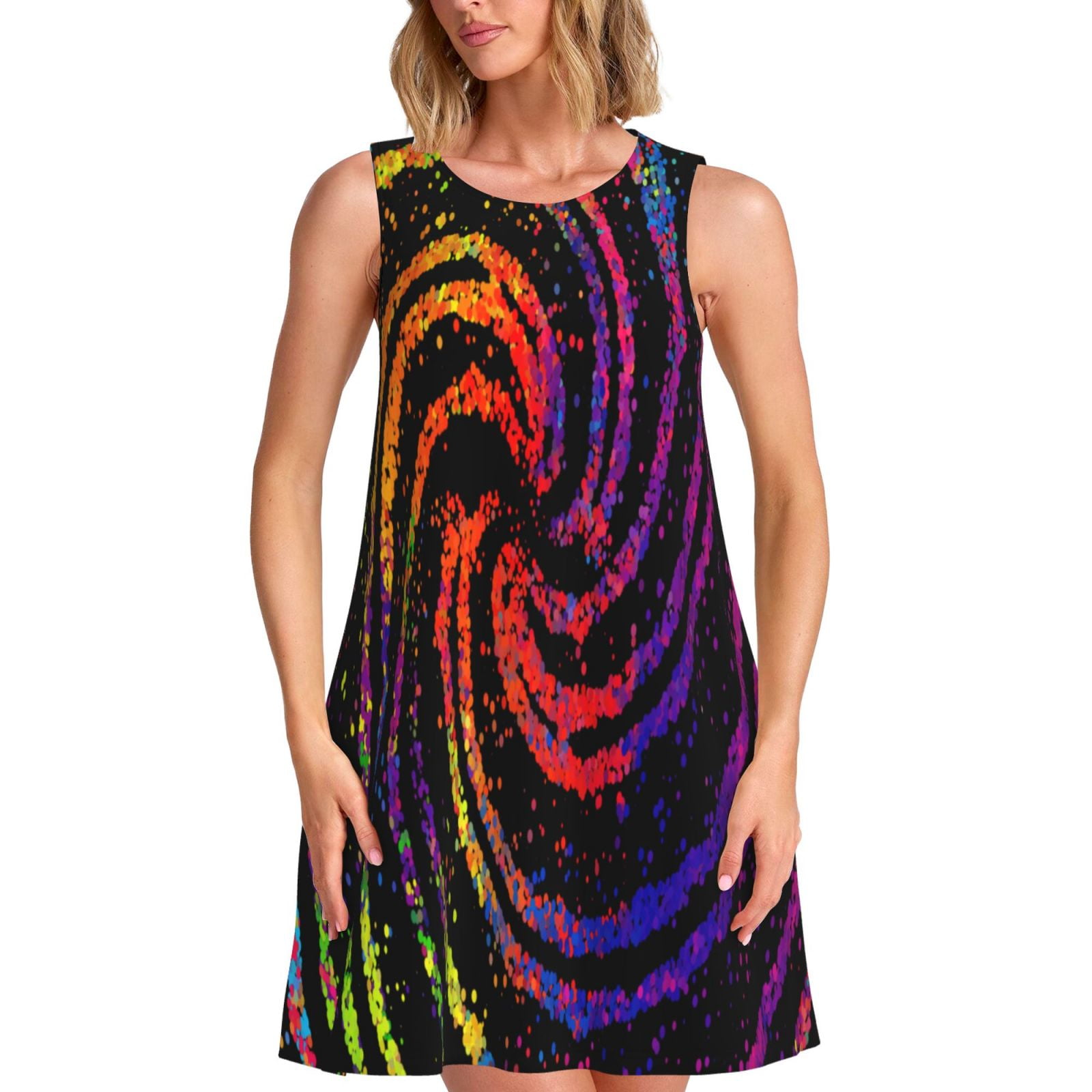 Daiia A Bright Abstract Print Women's Dresses 2025 Trendy Short sleeve ...