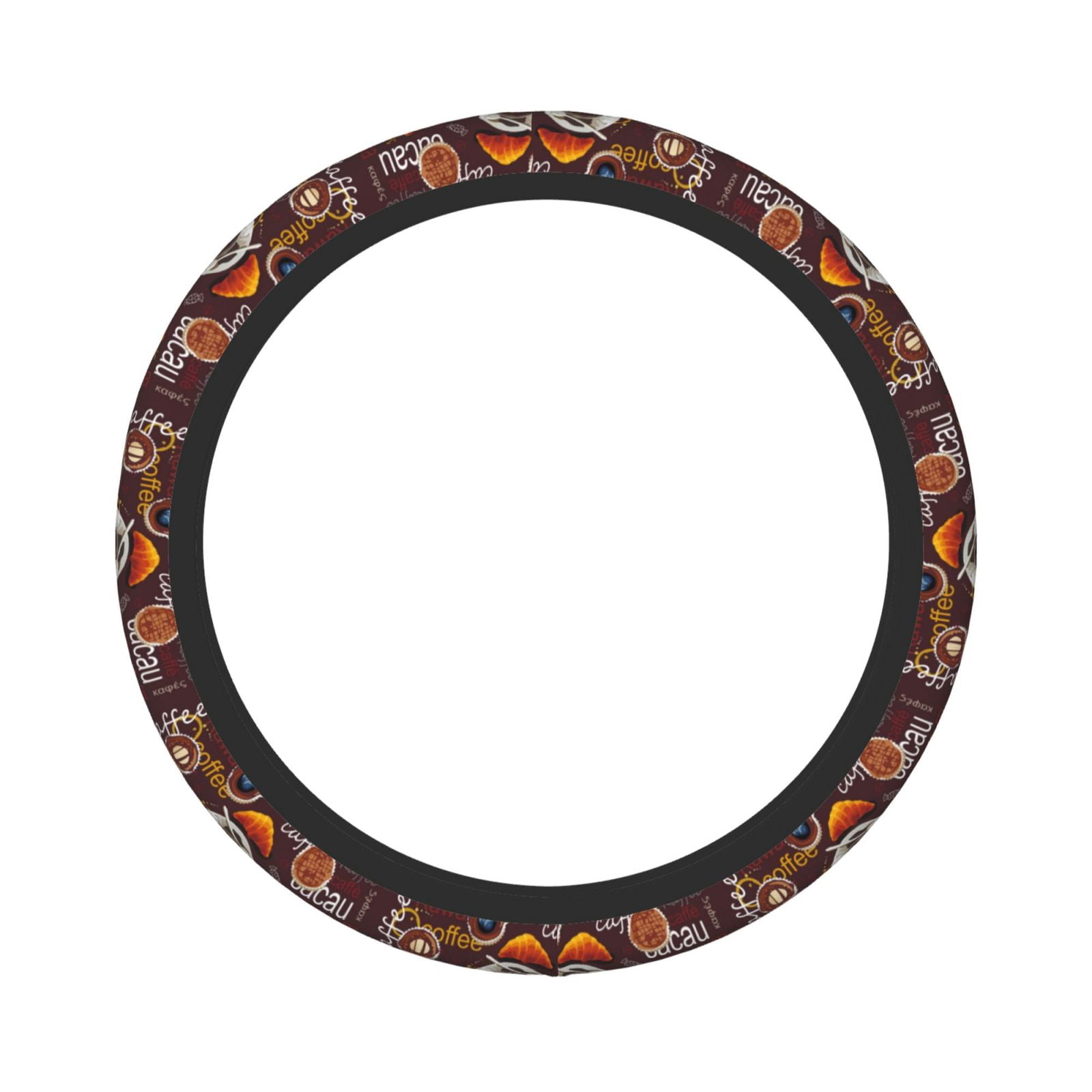 Daiia A Cup Of Black Coffee On A Saucer Steering Wheel Cover Auto ...
