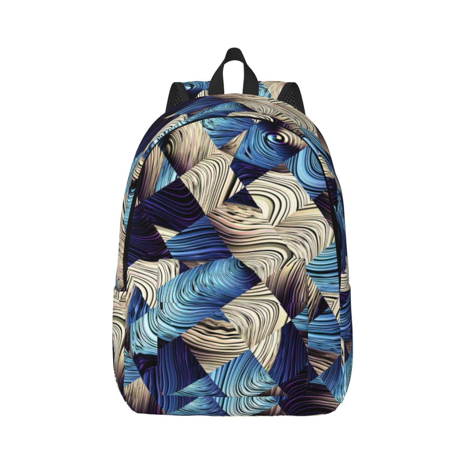 Daiia Abstract Blue Squares Vintage Canvas Backpack for Men and Women ...