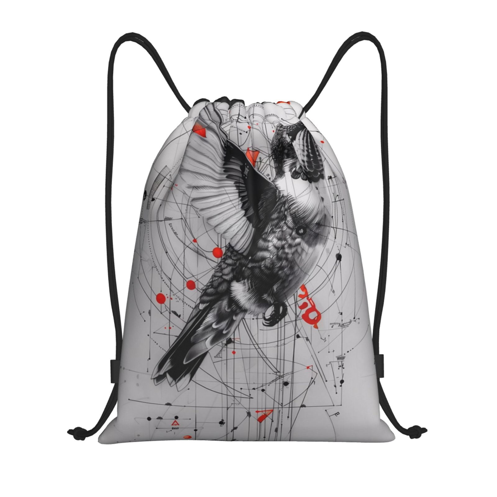 Daiia Abstract Geometric Hummingbird Pattern Drawstring Backpack, Gym ...