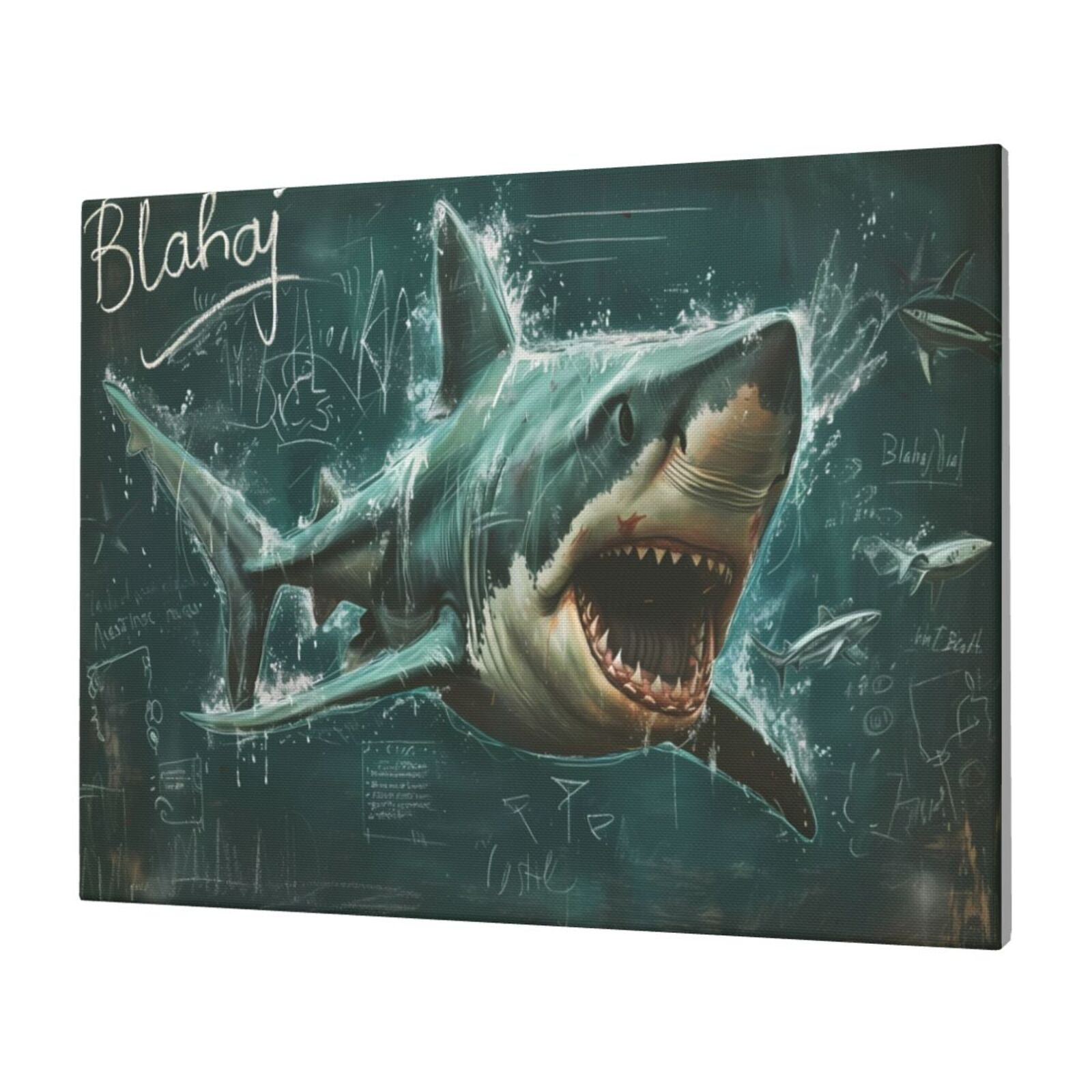 Daiia Abstract Geometric Shark Print Canvas Decorative Picture ...