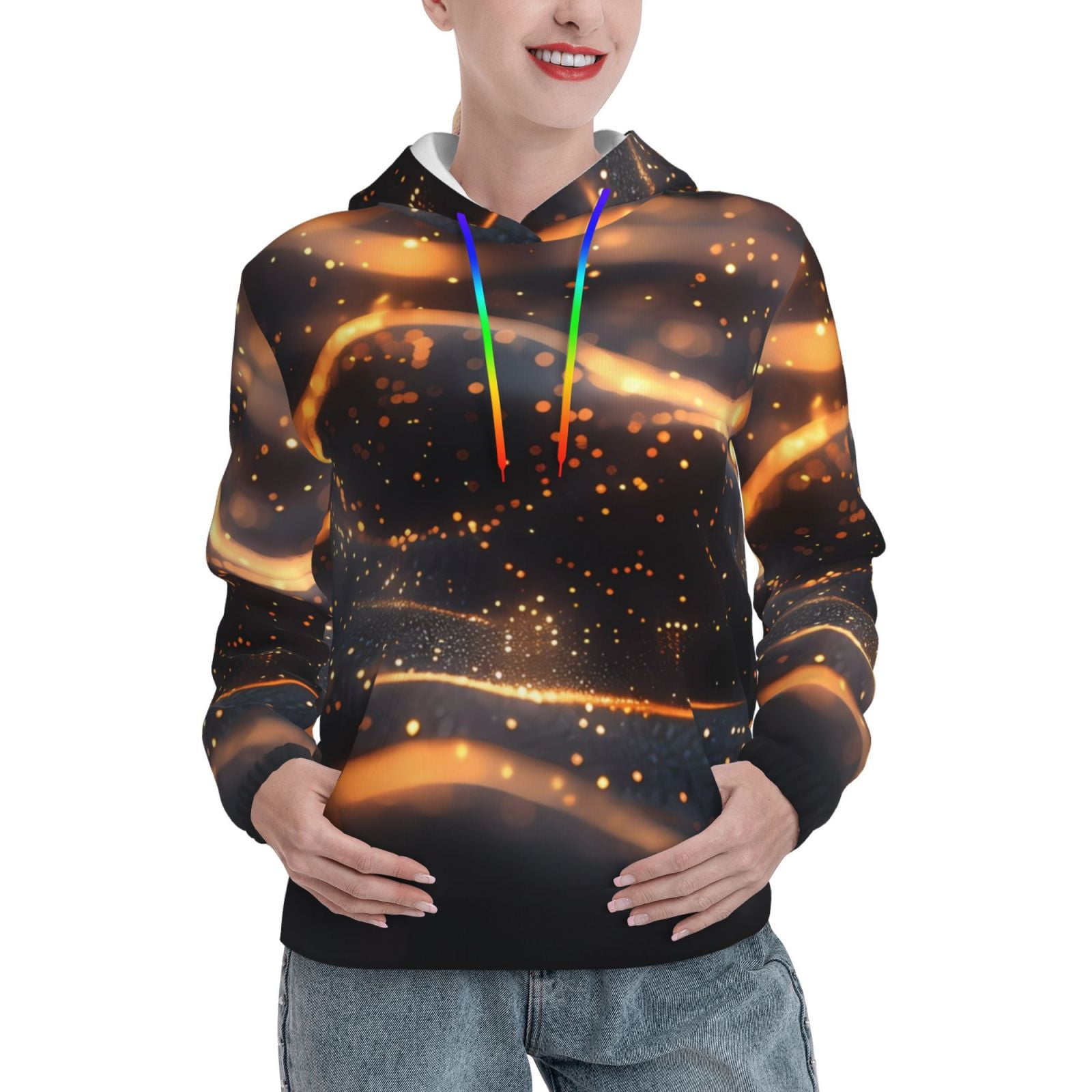 Daiia Abstract Glowing Wave Pattern Pattern Women's Fashion Hoodies ...