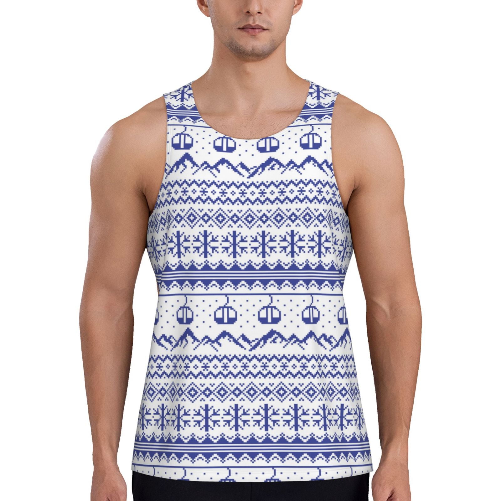 Daiia Abstract Gondola Snowflake Printed Men's Quick Dry Fit Muscle ...