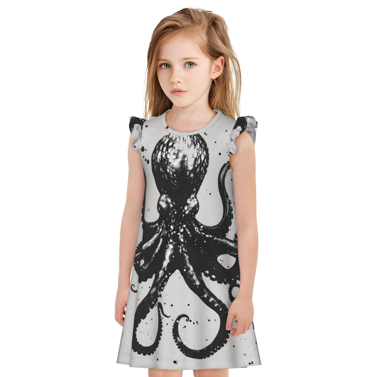 Daiia Abstract Ink Octopus Print Girls Nightgowns, Unicorn Nightgown ...