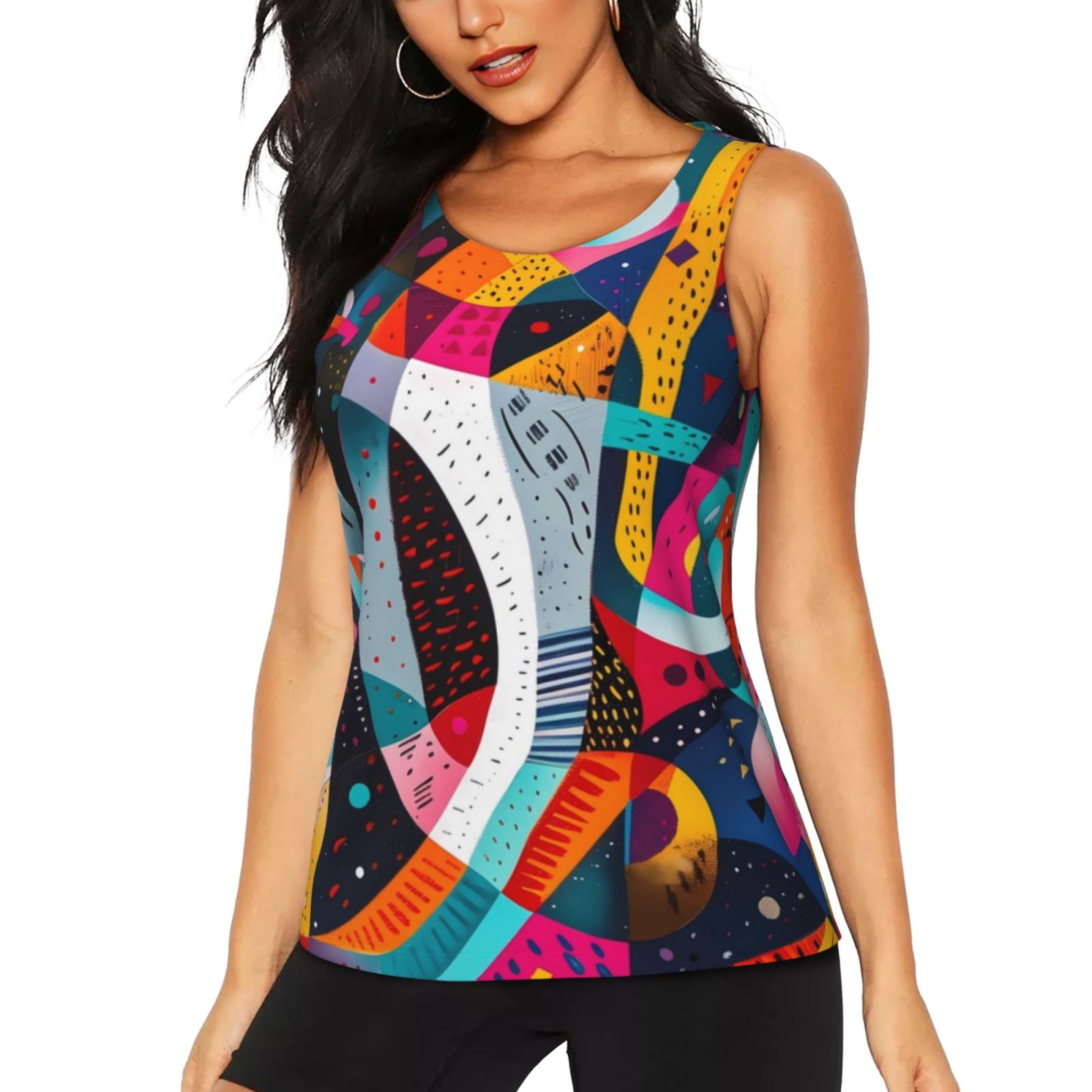 Daiia Abstract Jazz Instrumental Printed Womens Workout Tops for Women ...