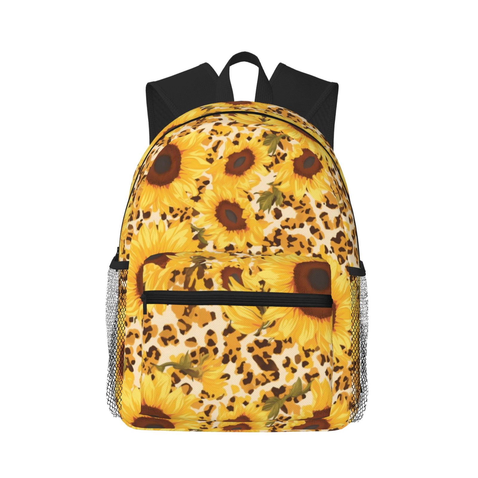 Daiia Abstract Leopard Print Sunflower School Backpack for Men Women ...