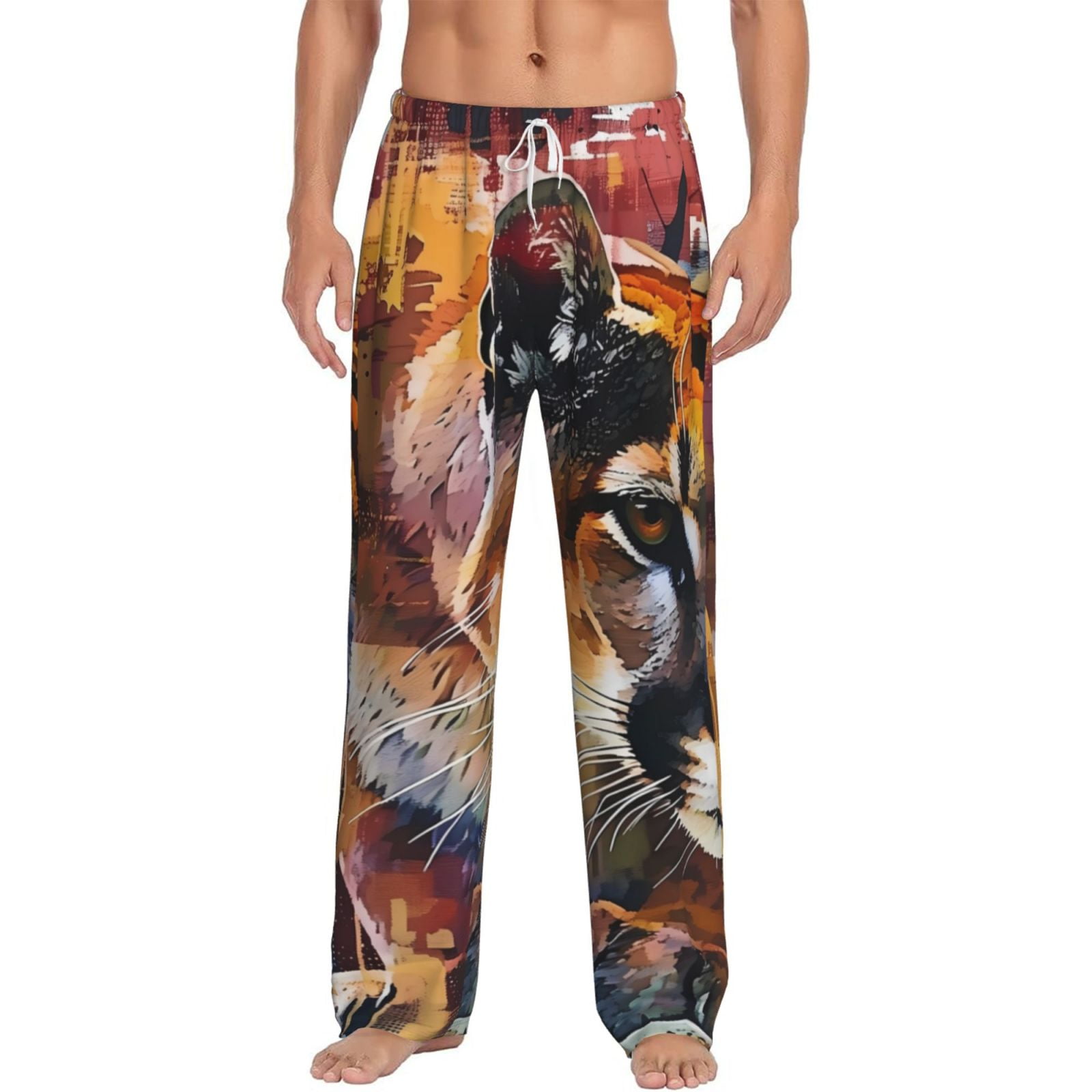 Daiia Abstract Lion Painting Men's Sleep Pant with Pockets and ...