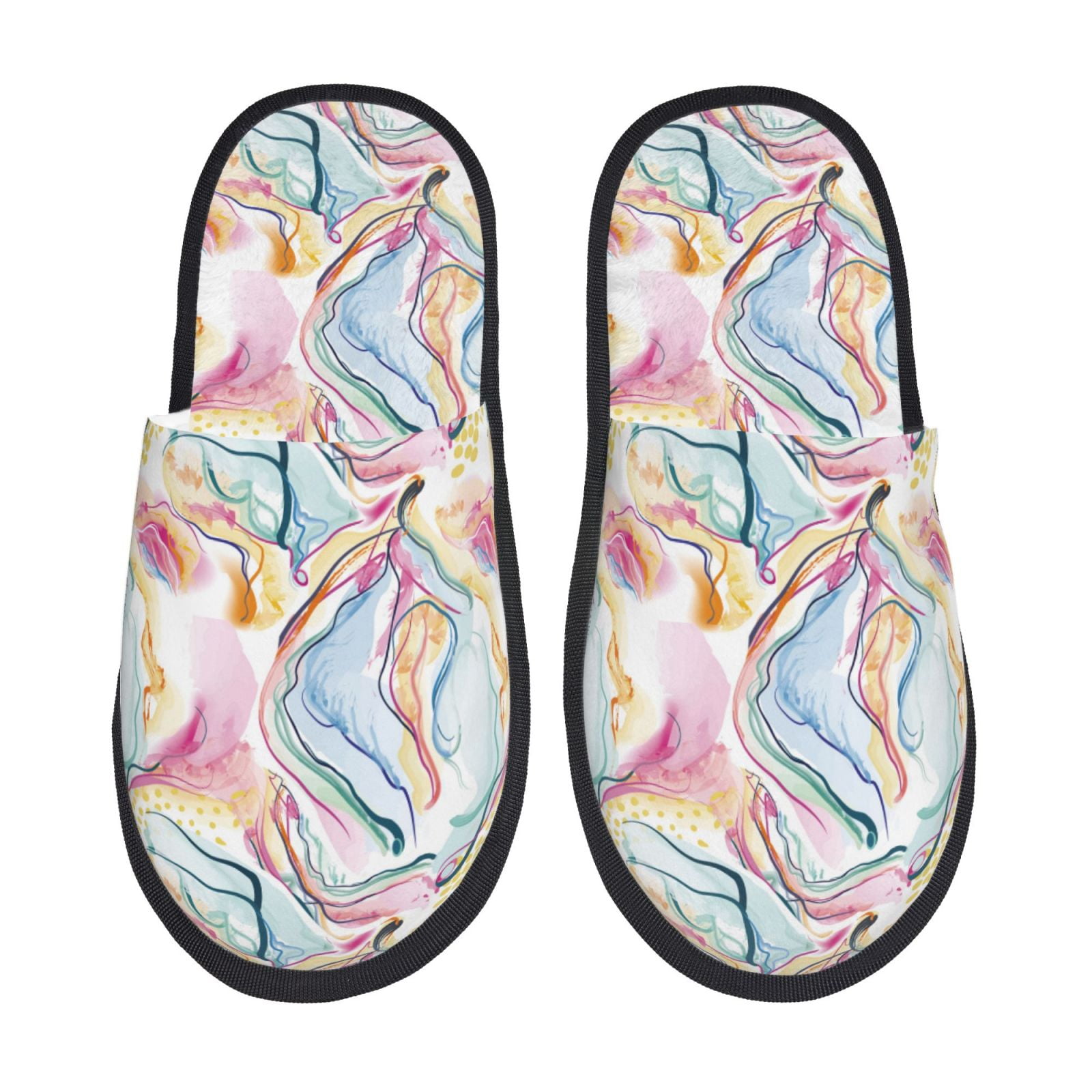 Daiia Abstract Marble Texture Pattern Furry Slippers for Women and Men ...