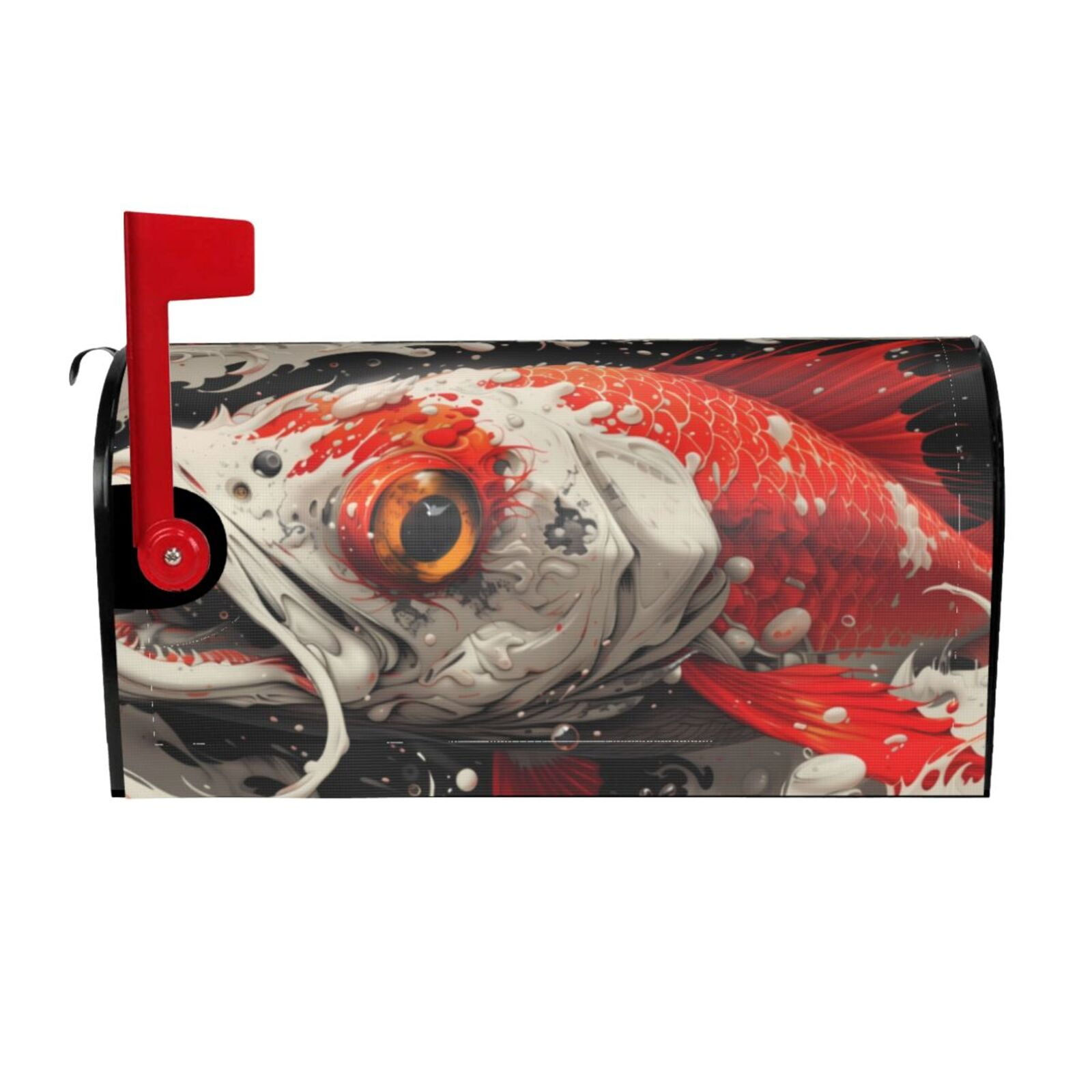 Daiia Abstract Red Koi Fish Art Mailbox Cover , Magnetic Welcome ...