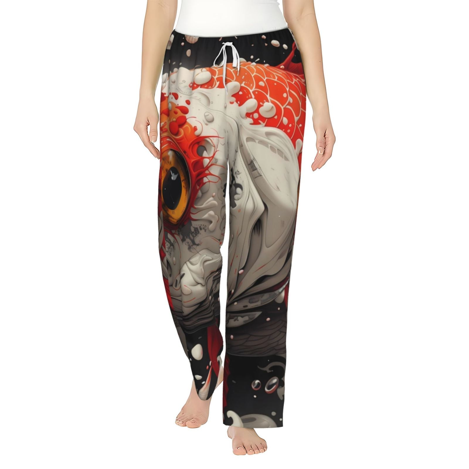 Daiia Abstract Red Koi Fish Art Women's Sleep Pant with Pockets and ...