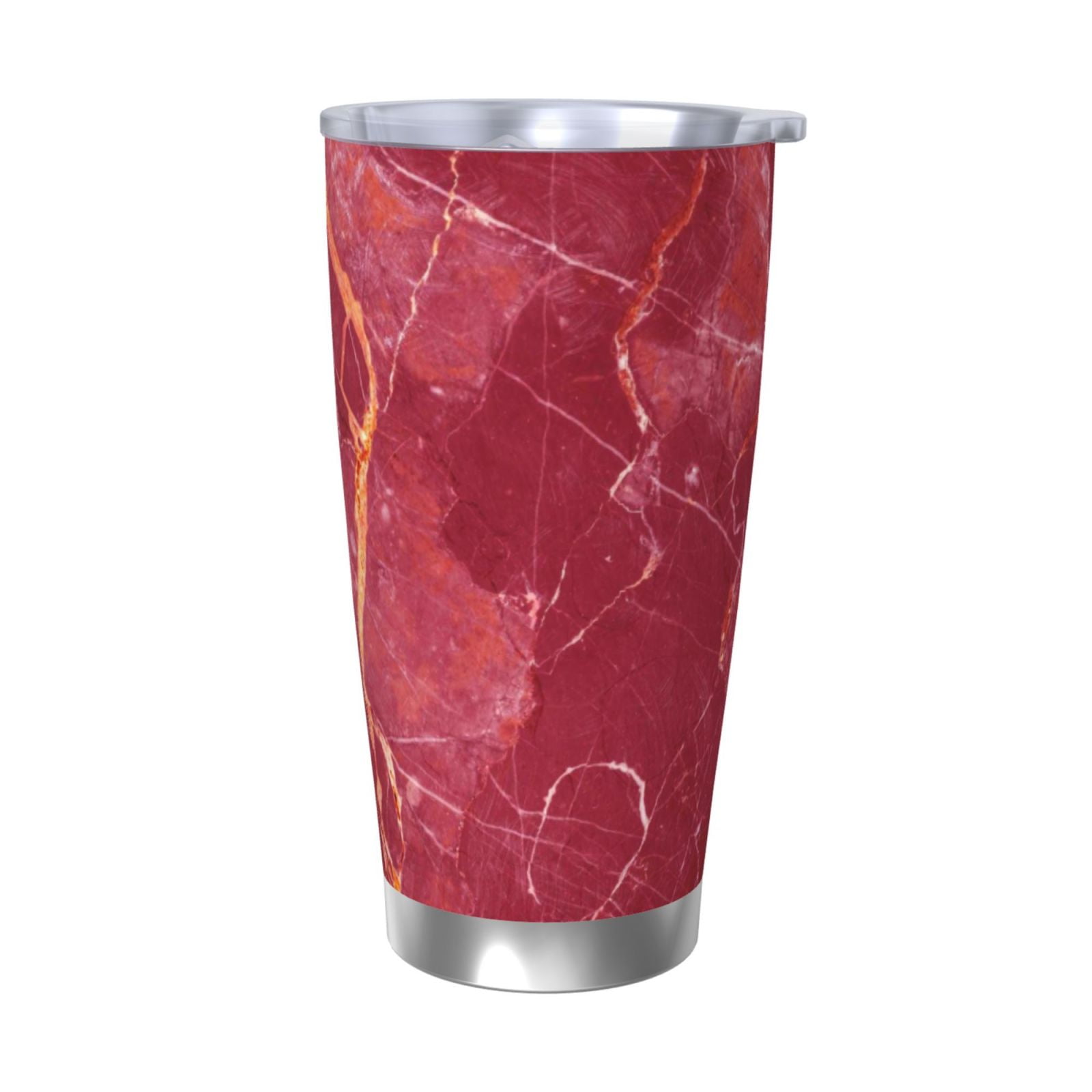 Daiia Abstract Red Marble Printed 20oz Insulated Coffee Cup with Straw ...