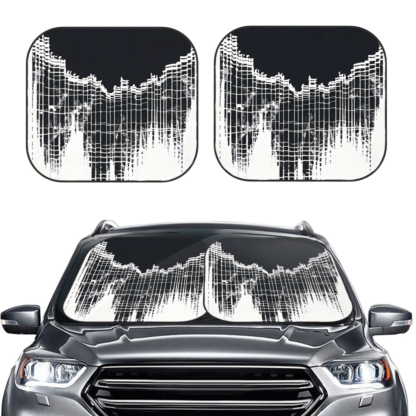 Daiia Abstract Red Sun Design 2PCS Car Windshield Sun Shade, Foldable ...
