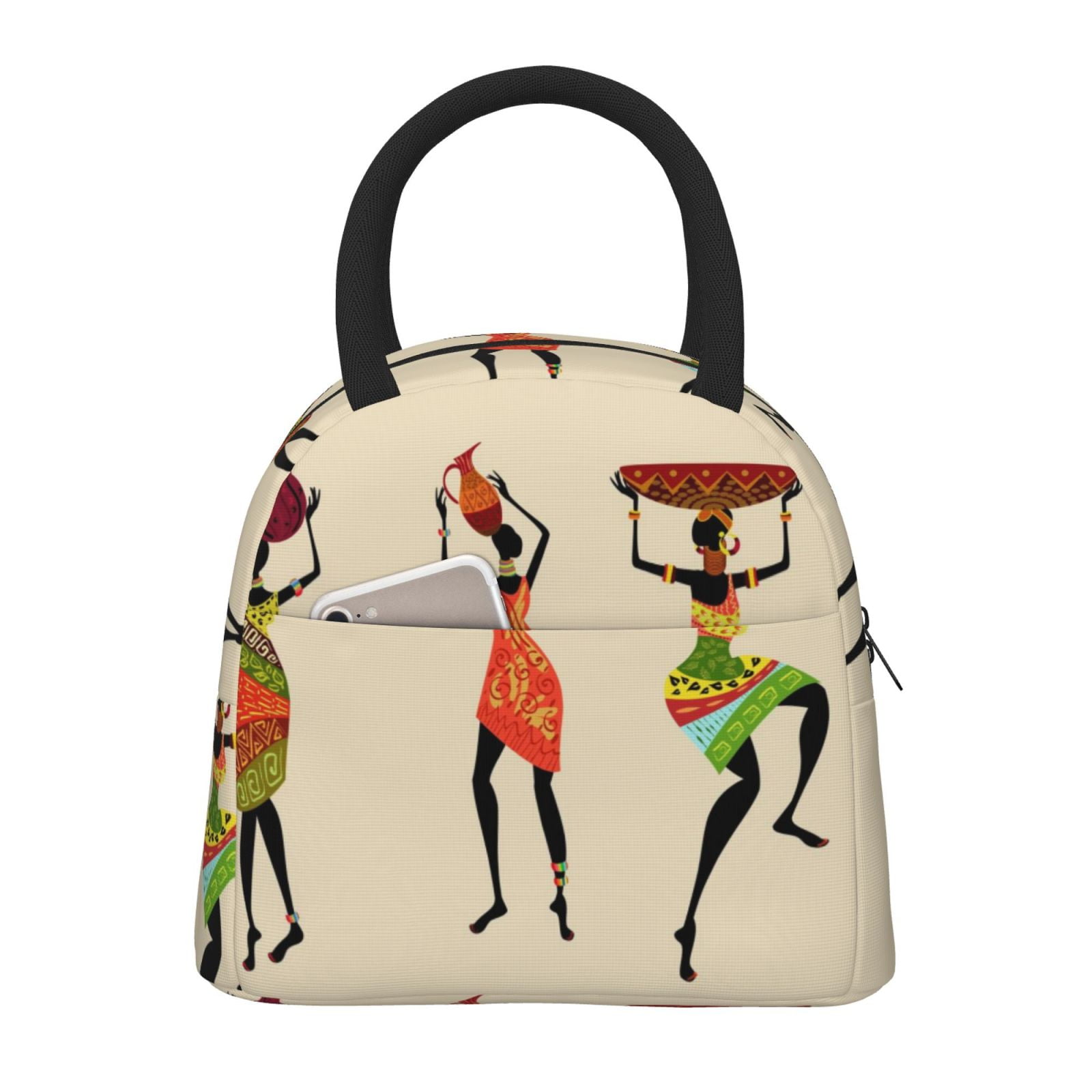Daiia African Women Pattern Lunch Bag , Insulated Lunch Box, Small ...