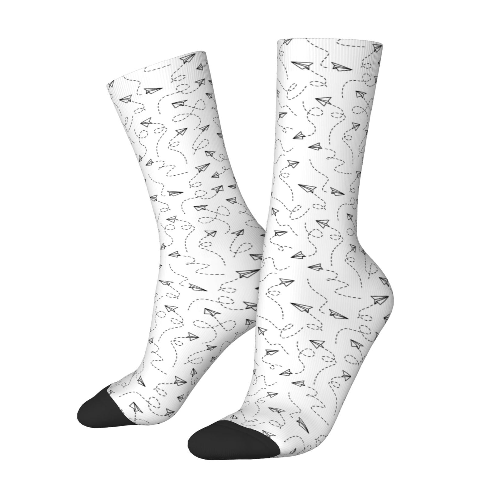 Daiia Airplane Print Crew Socks – Soft Breathable Long Socks for Men ...