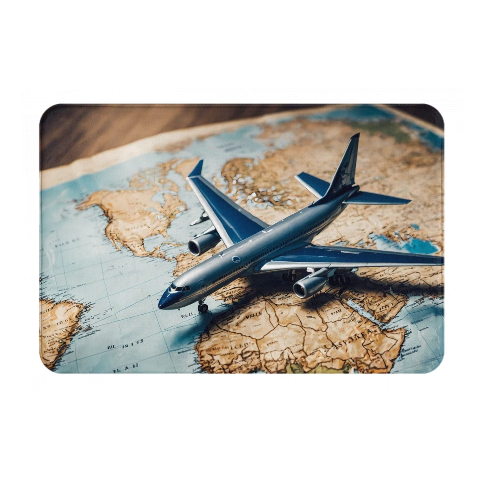 Daiia Airplane World Map Adventure Front Door Mat, Heavy Duty Durable ...