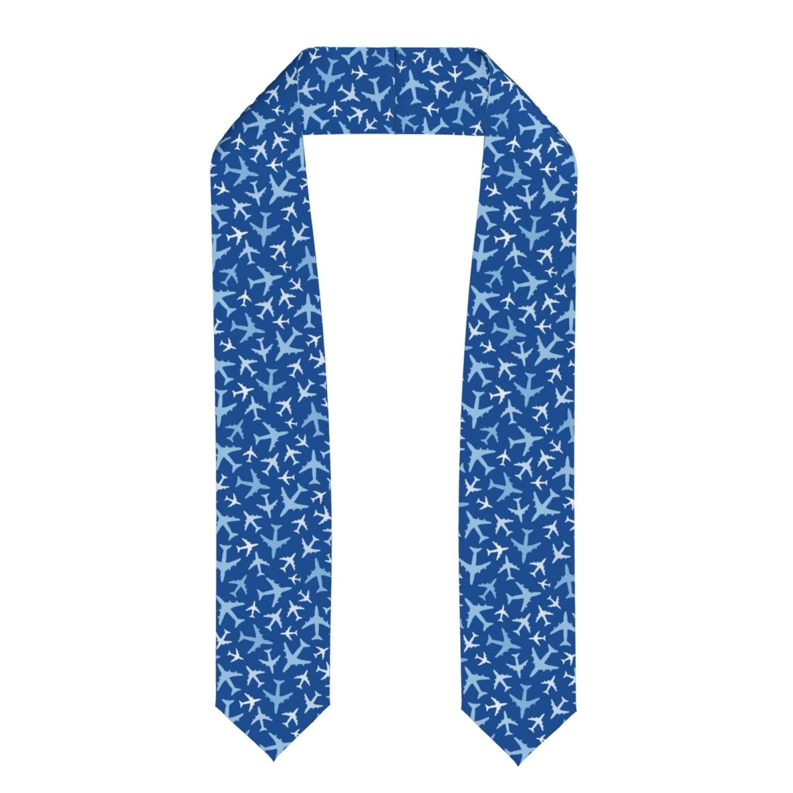 Daiia Airplanes in the Sky Pattern Graduation Shawl Stole – Satin ...