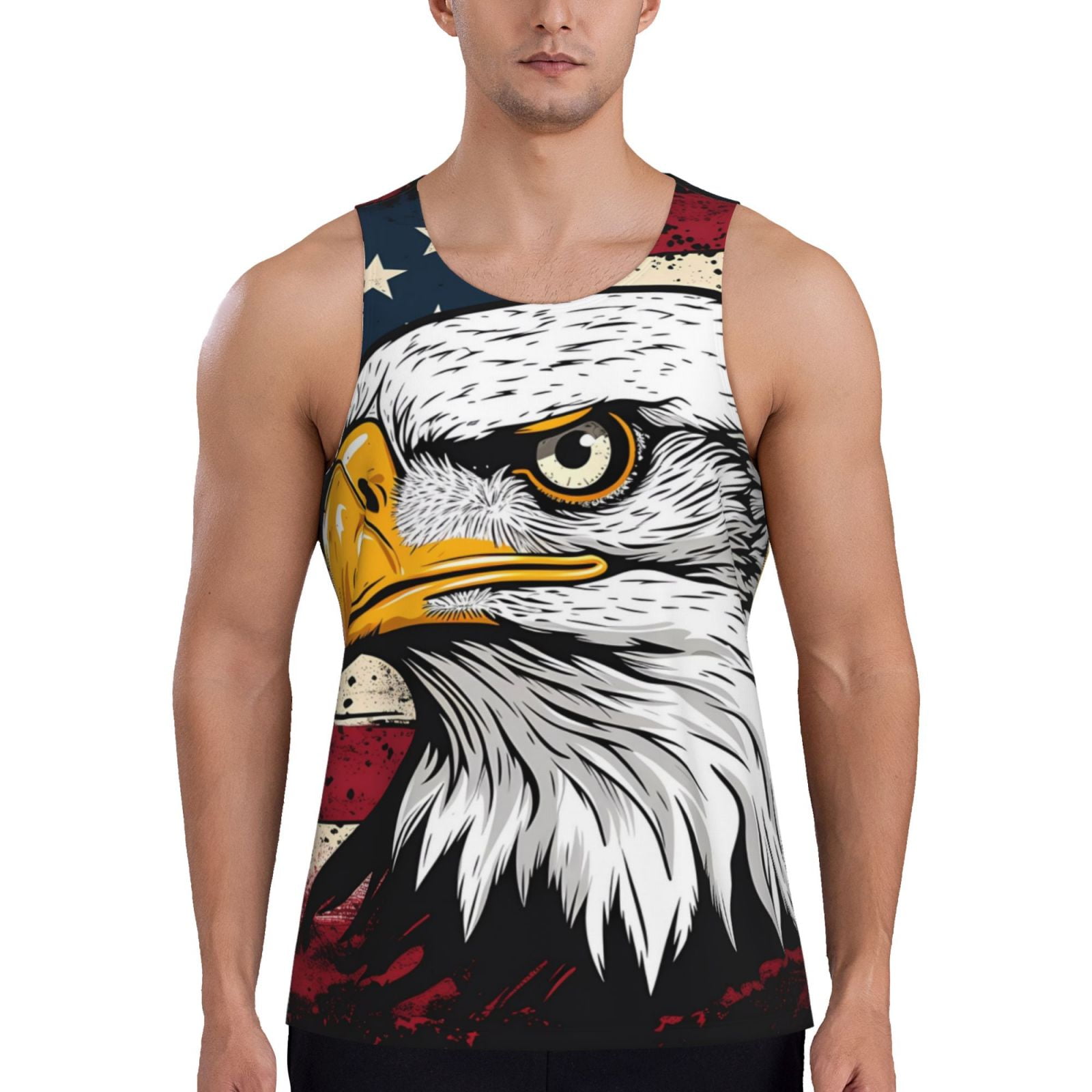 Daiia American Bald Eagle Printed Men's Quick Dry Fit Muscle Tank Top ...