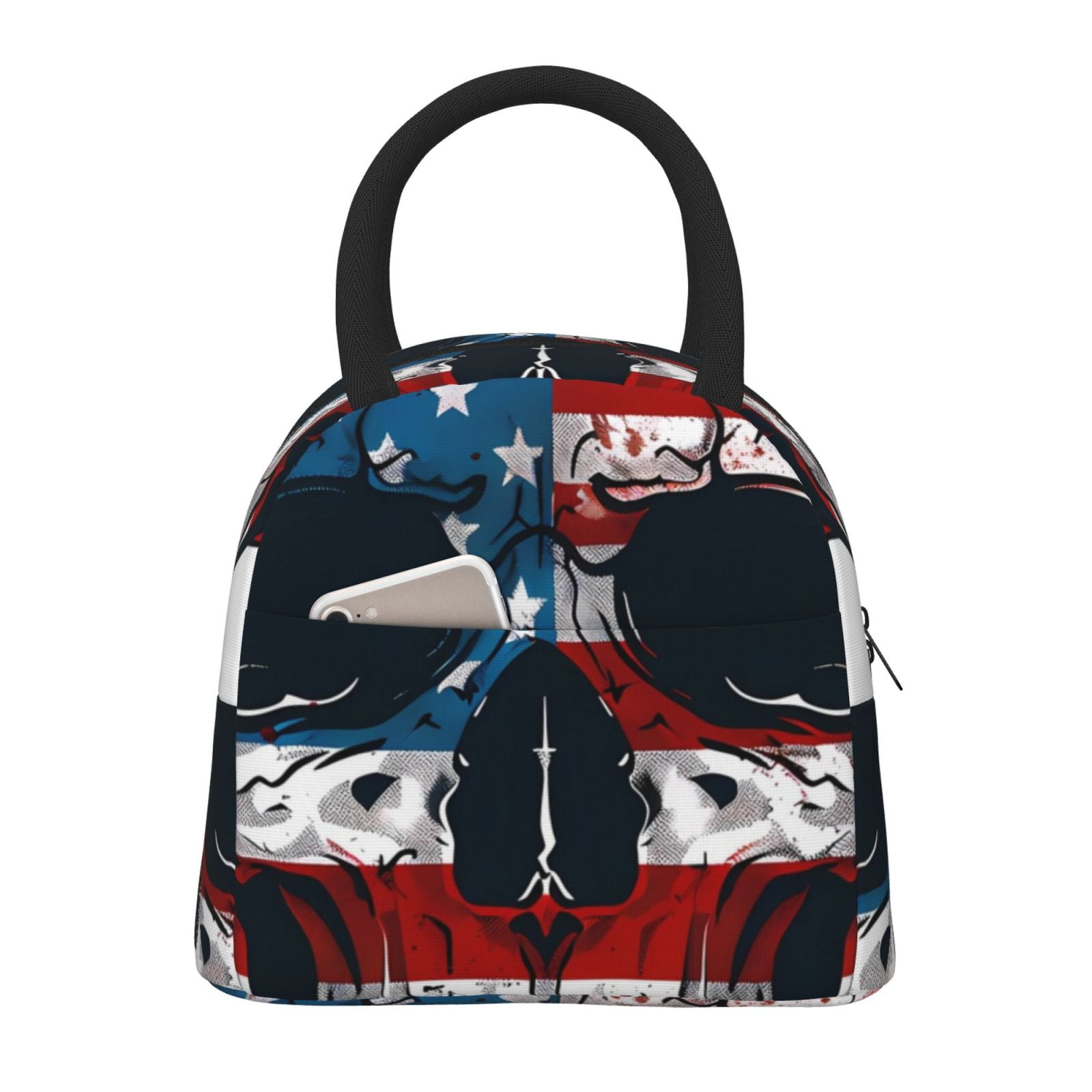 Daiia American Flag Skull Pattern Lunch Bag , Insulated Lunch Box ...