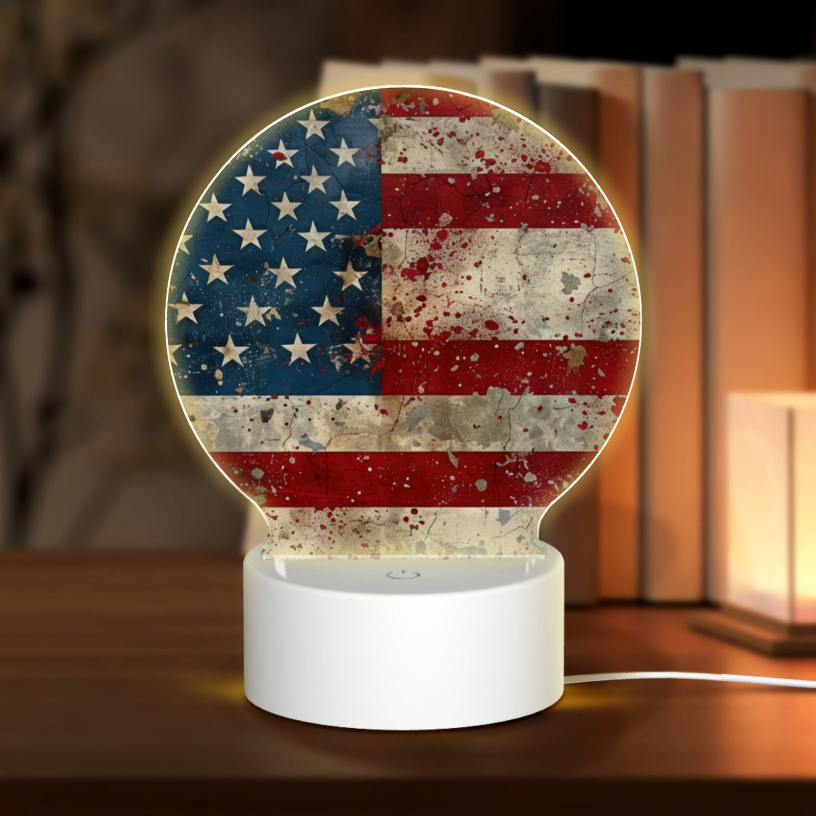 Daiia American Flag1 Pattern Acrylic Night Light, LED Touch Light ...