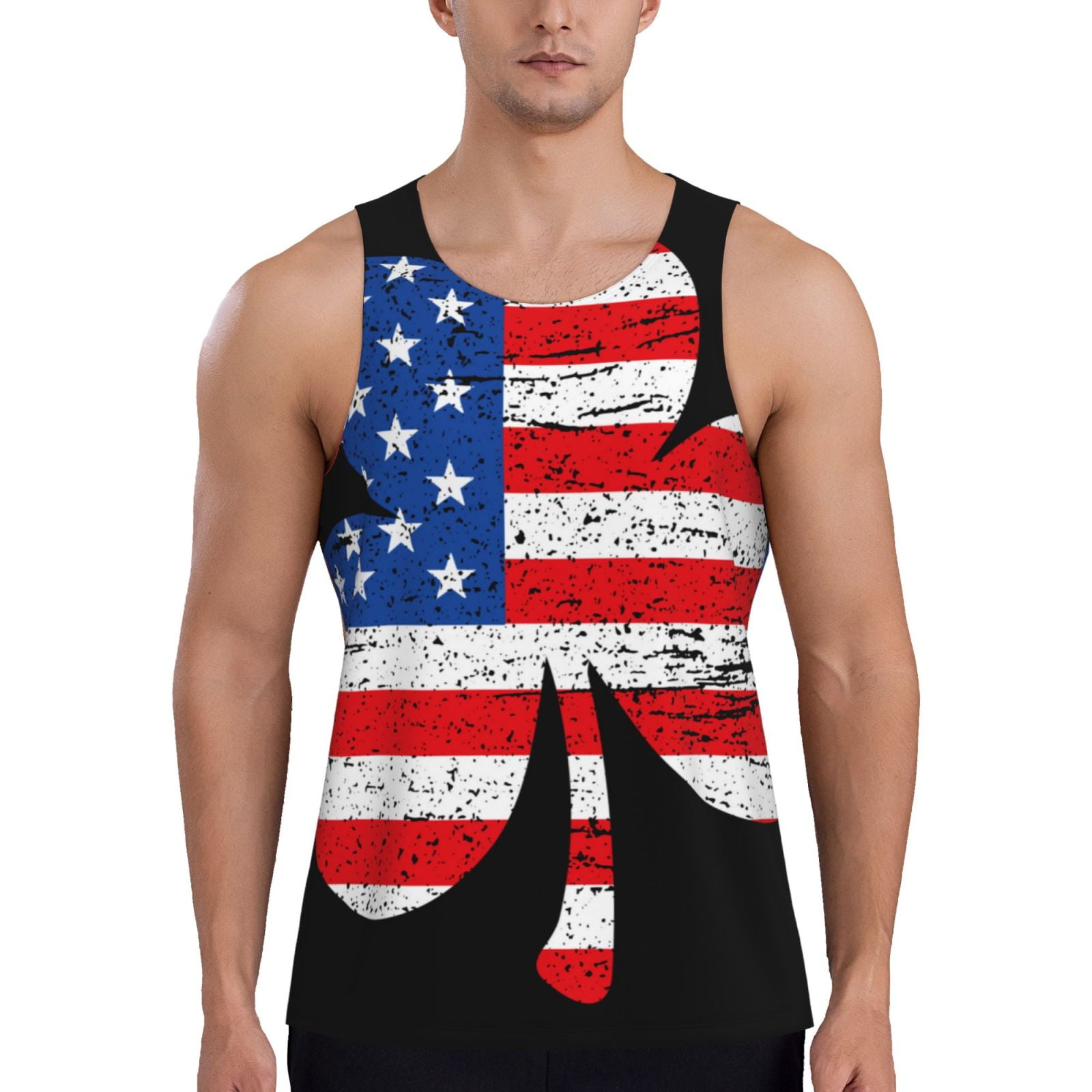 Daiia American St Patrick's Day Printed Men's Quick Dry Fit Muscle Tank ...